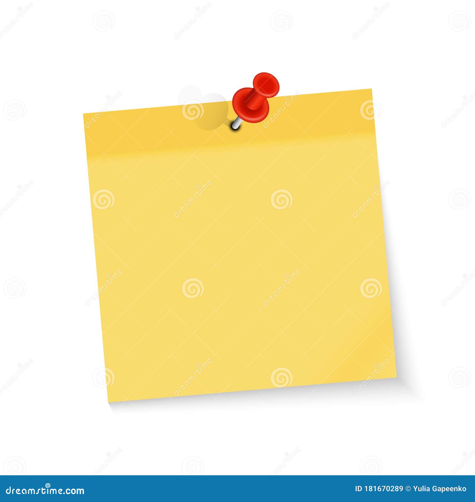 Colored Empty Paper Note Sticker with Red Pin for Office Text or ...