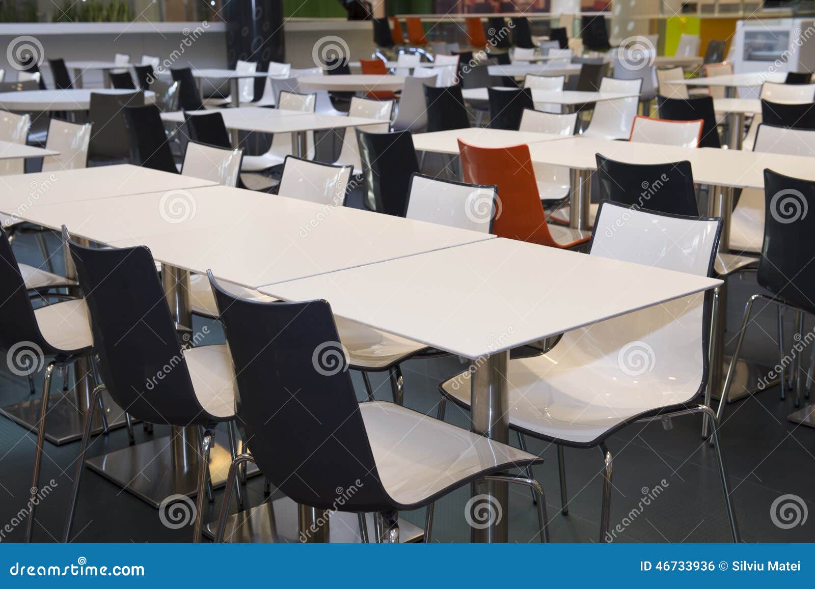 Colored Empty Tables and Chairs Stock Photo - Image of cafe, business ...
