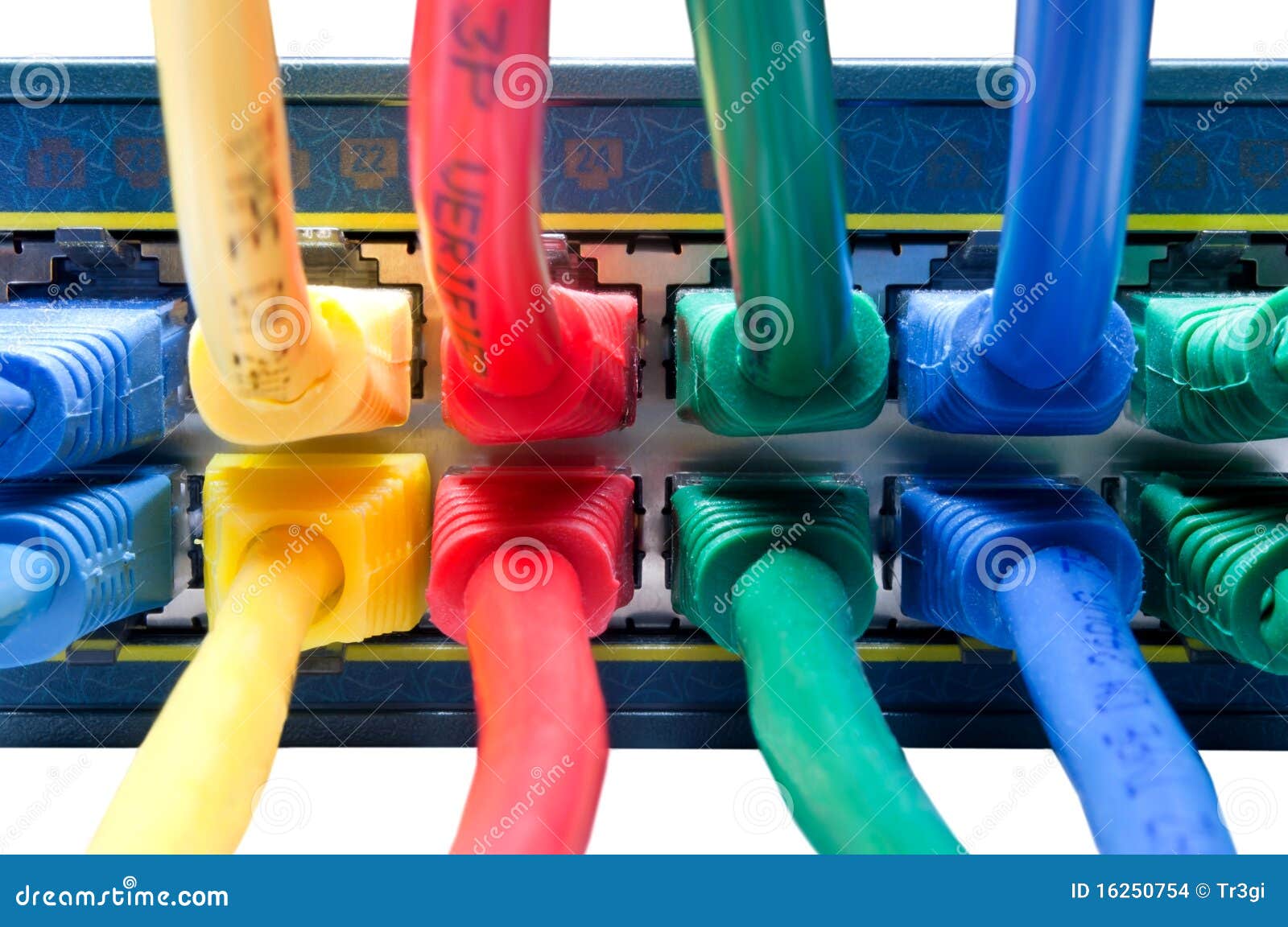 Colored Ethernet Cables Connected To Hub Stock Photo - Image of ...