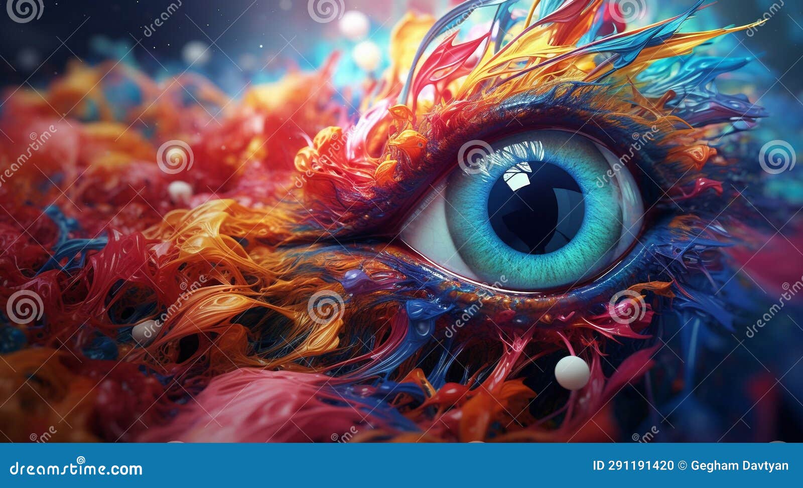 Colored Eye on Abstract Colorful Background, Graphick Designed Eye on ...