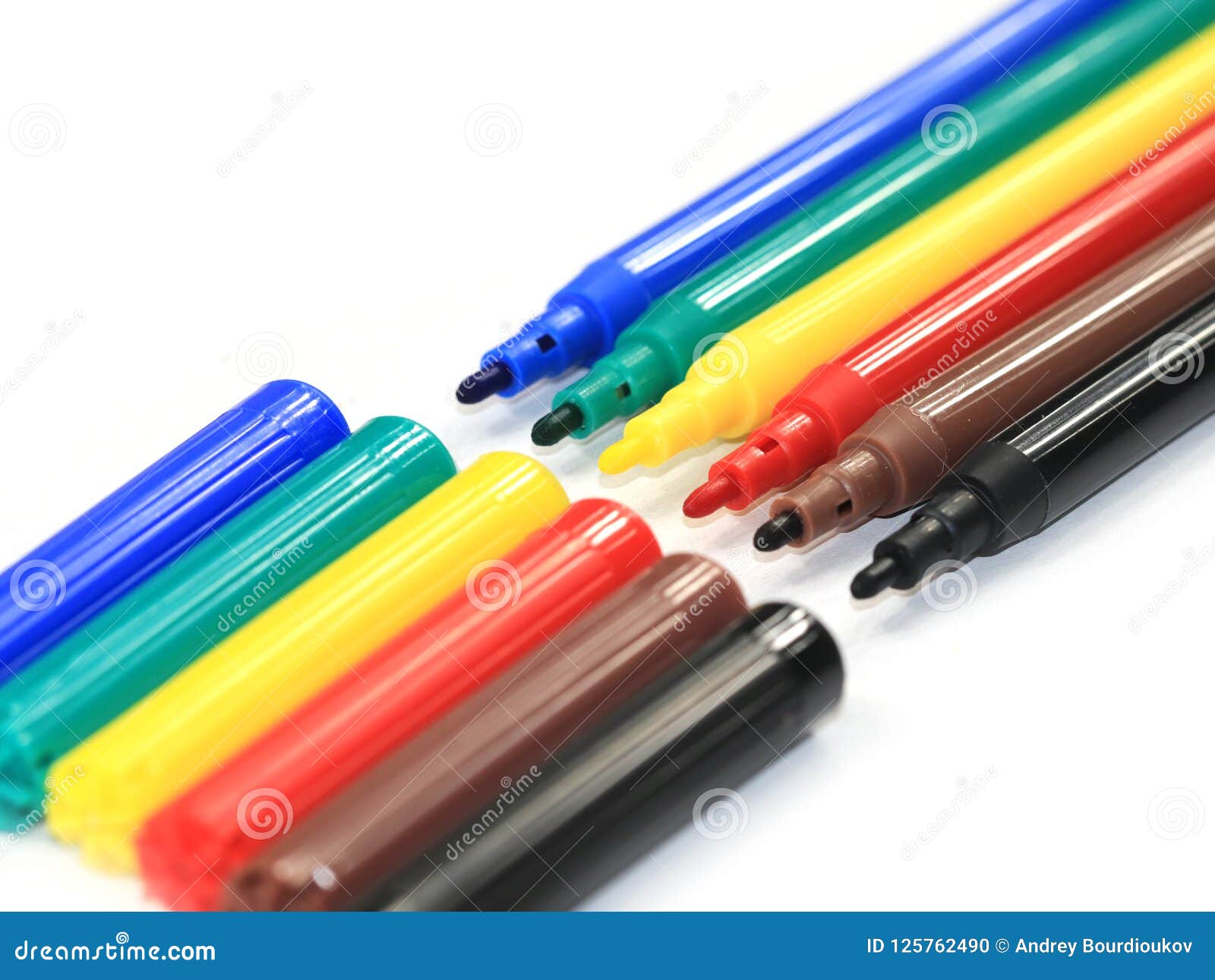 Colored felt-tip pens stock photo. Image of blue, arrangement - 125762490