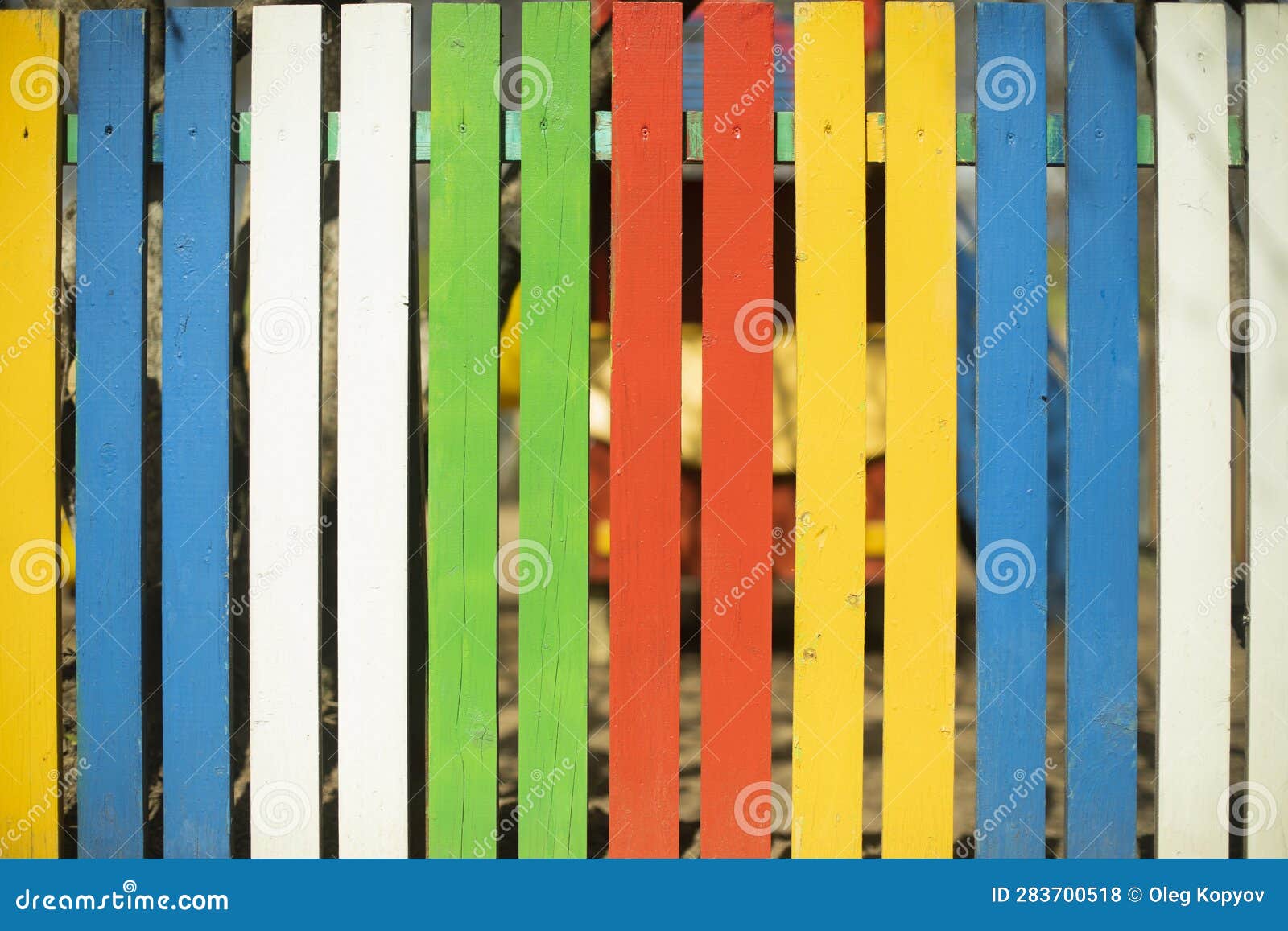 Colored Fence. Beautiful Fence. Different Color on Boards Stock Photo ...