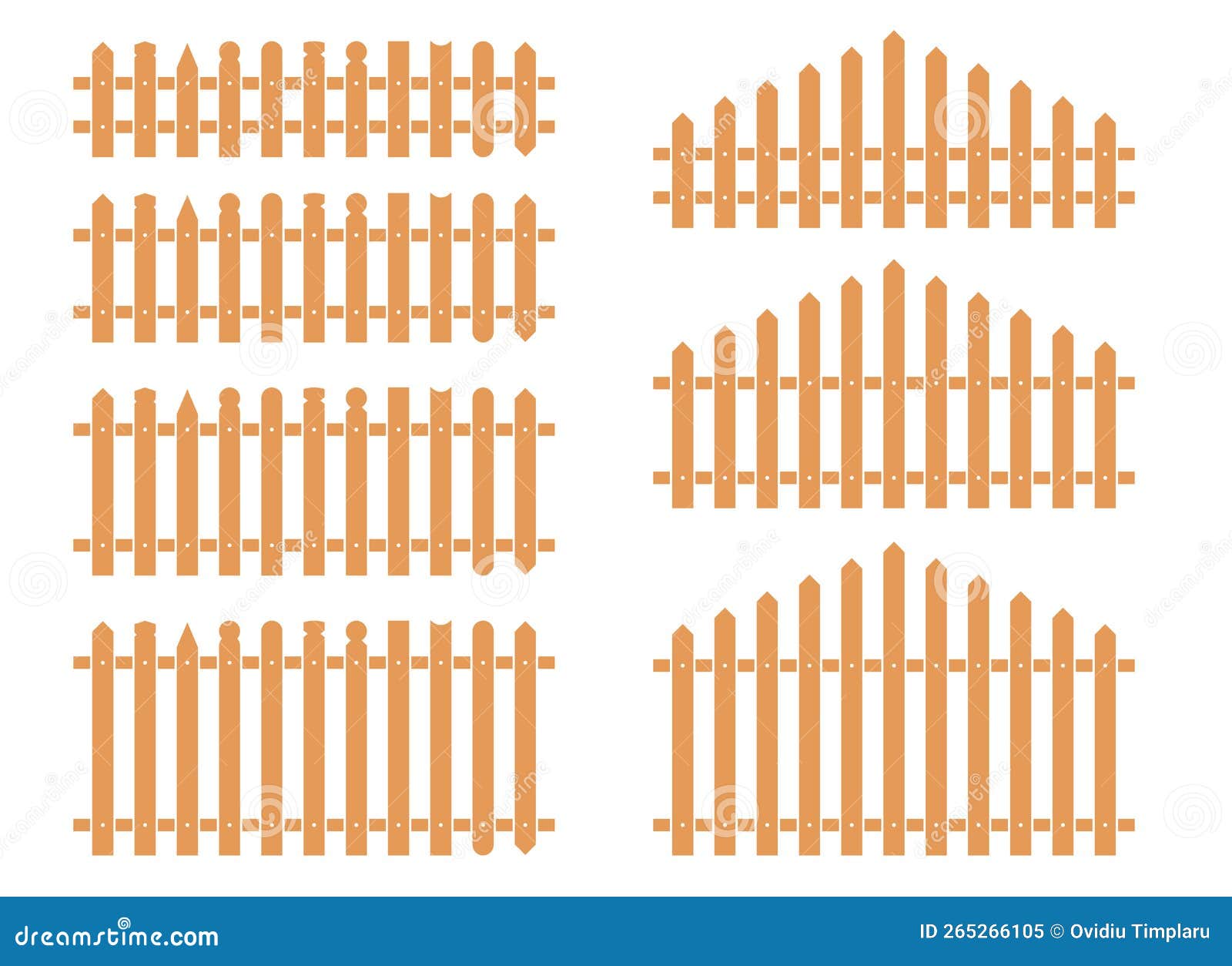 Colored Fence in Flat Style Vector Illustration Isolated on White Stock ...