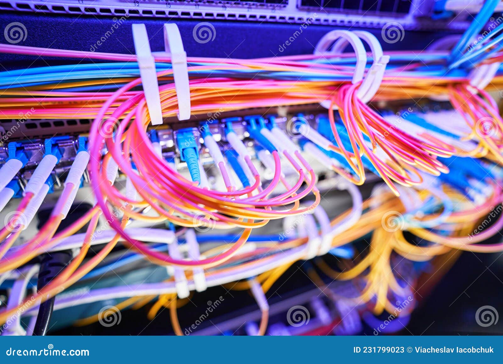 Colored Fiber Optic Cables Held Together with Zip Ties Stock Image ...