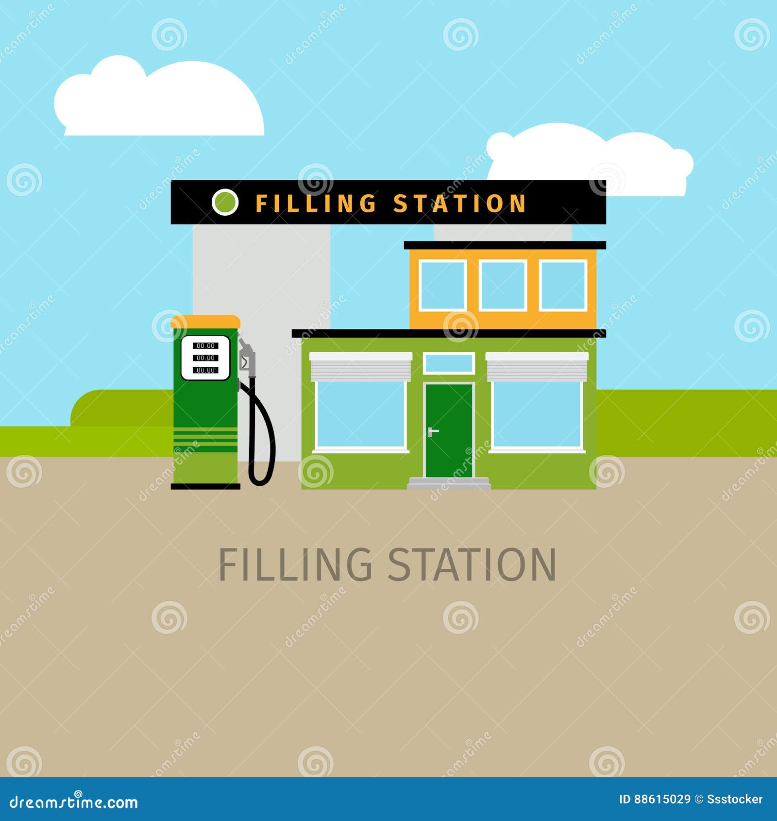 Filling Station Retro Poster Cartoon Vector | CartoonDealer.com #95504589