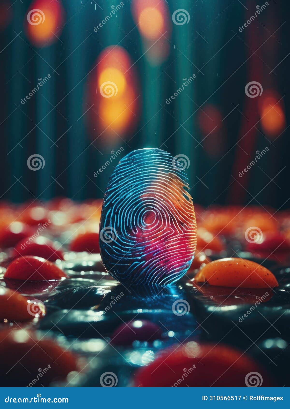 Colored Fingerprint in Water Drops Stock Illustration - Illustration of ...
