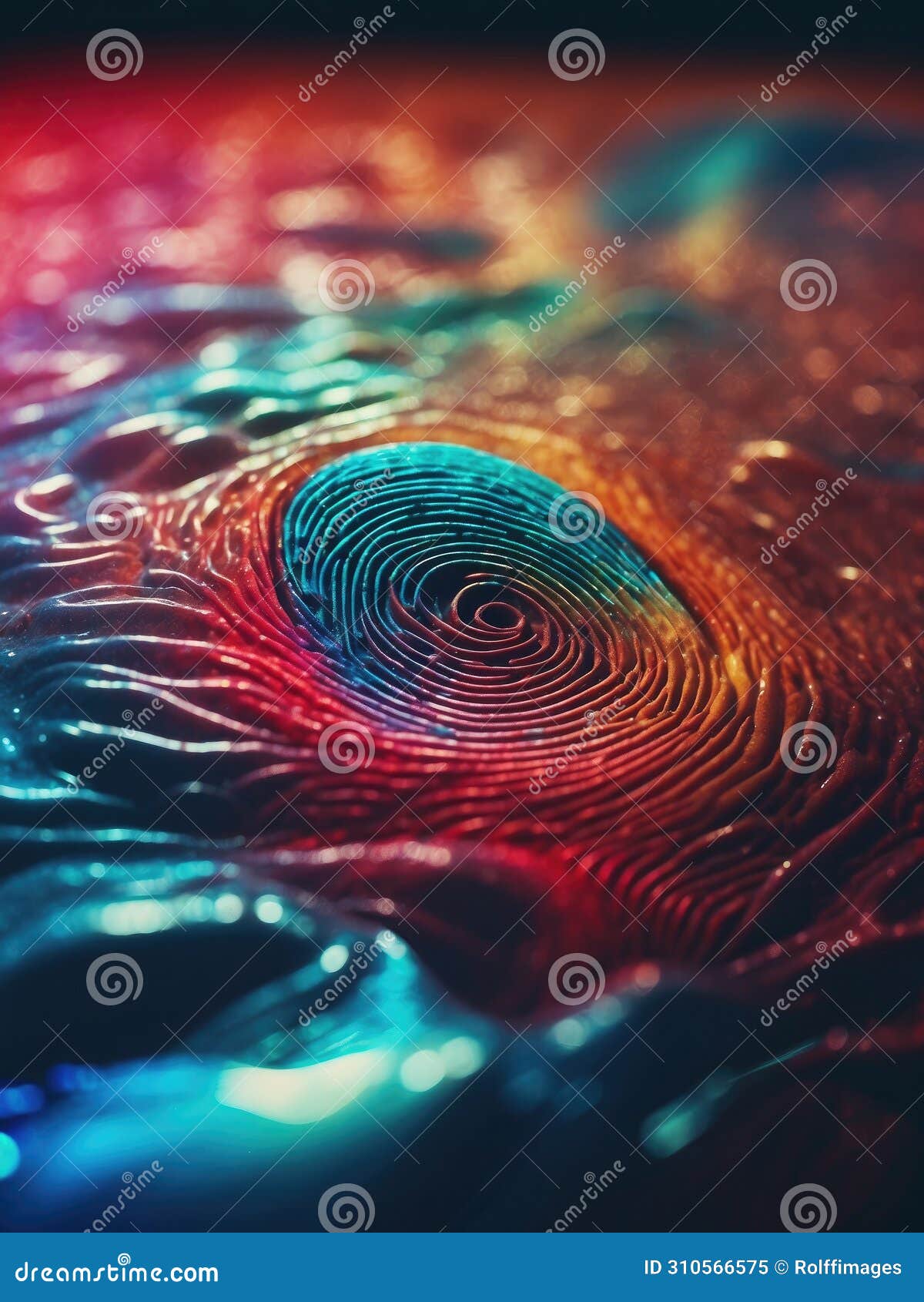 Colored Fingerprint in Water Drops Stock Illustration - Illustration of ...