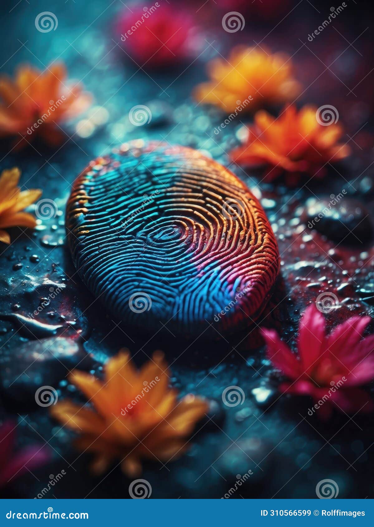 Colored Fingerprint in Water Drops Stock Illustration - Illustration of ...