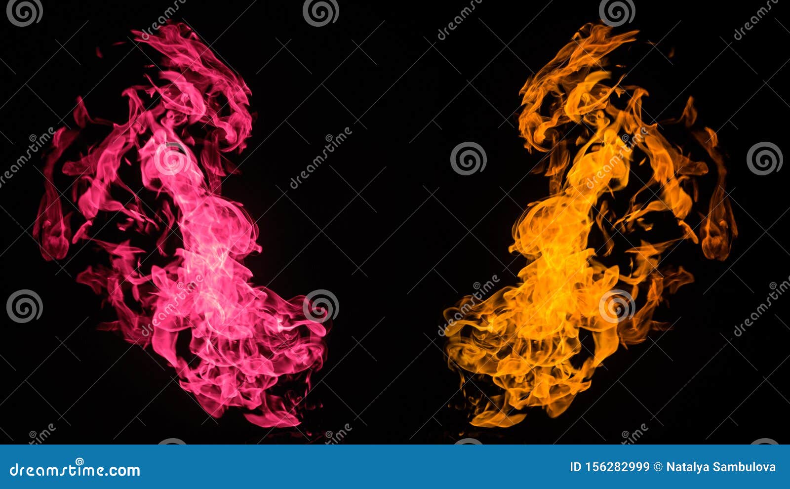 Colored Fire on Black Background. Flaming Patterns and Abstract Smoke ...