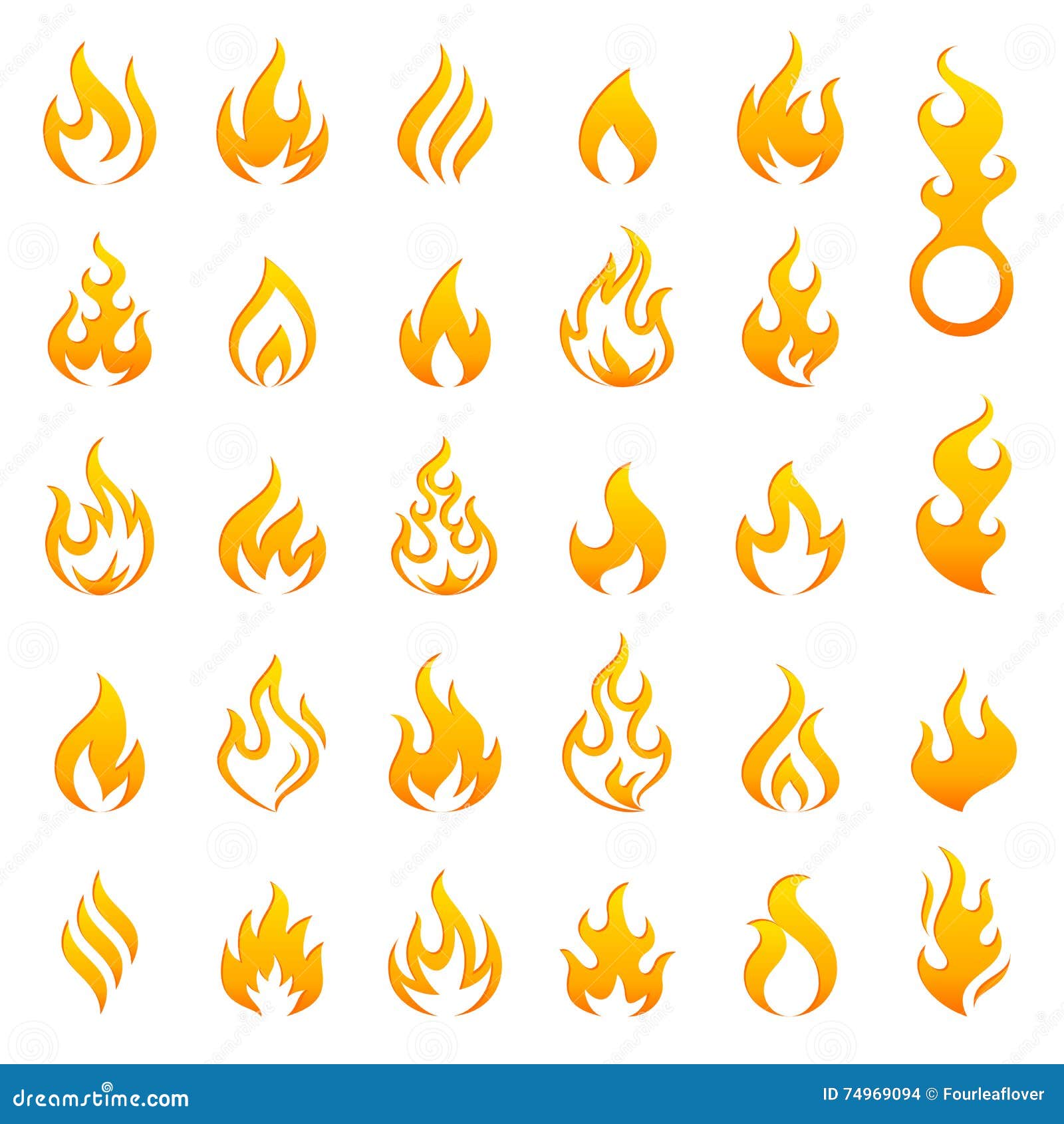 Colored Fire and Flames Vector Icon Set Stock Vector - Illustration of ...