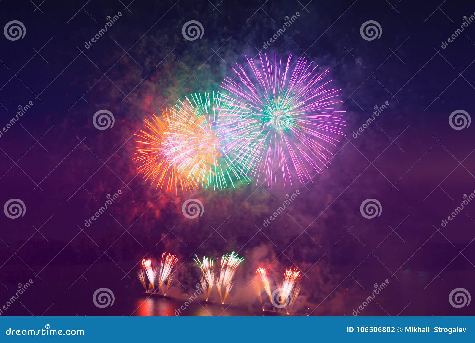 Colored Fireworks on the Deep Blue Sky Stock Photo - Image of ...