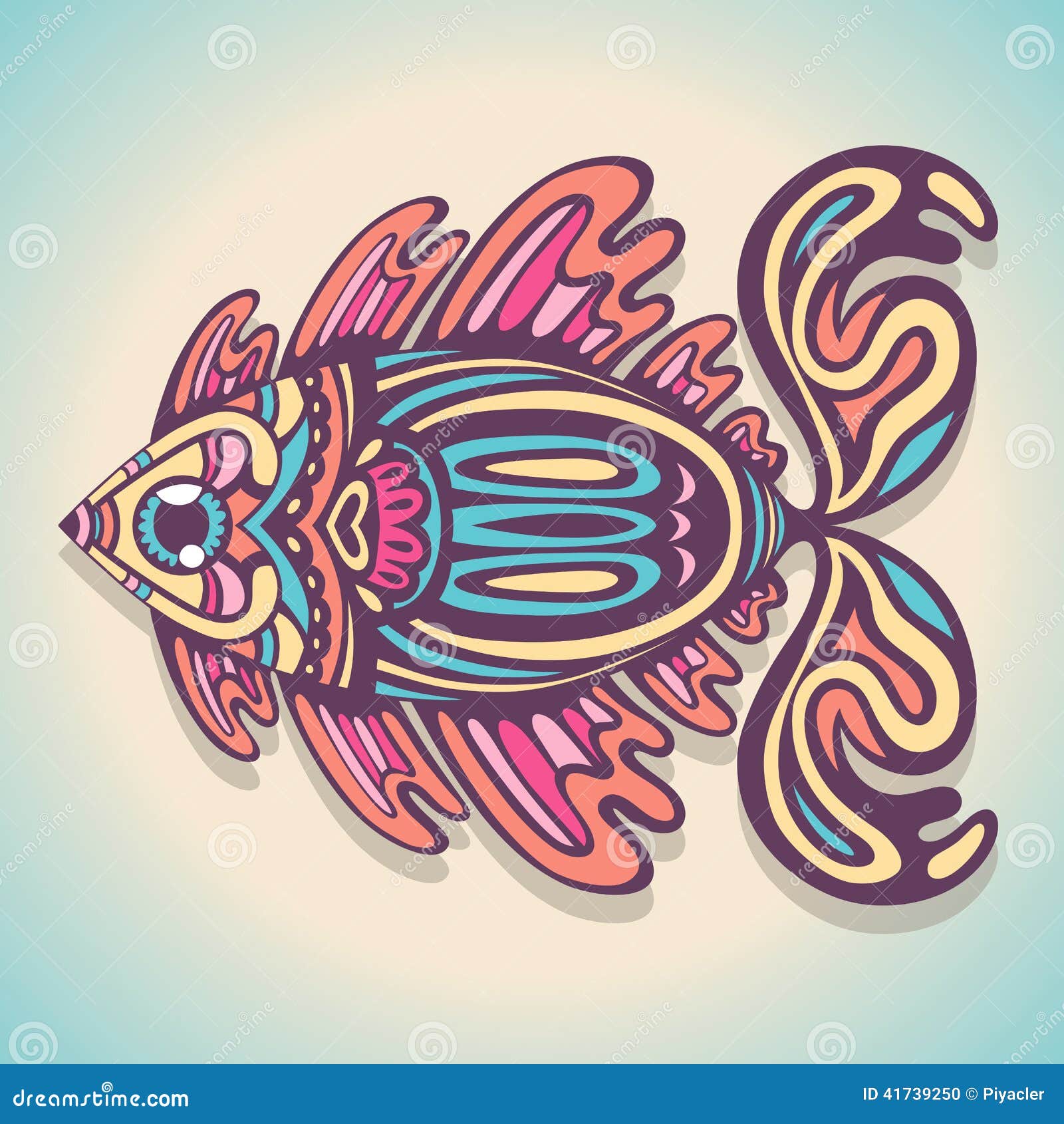 Colored fish stock vector. Illustration of travel, collection - 41739250
