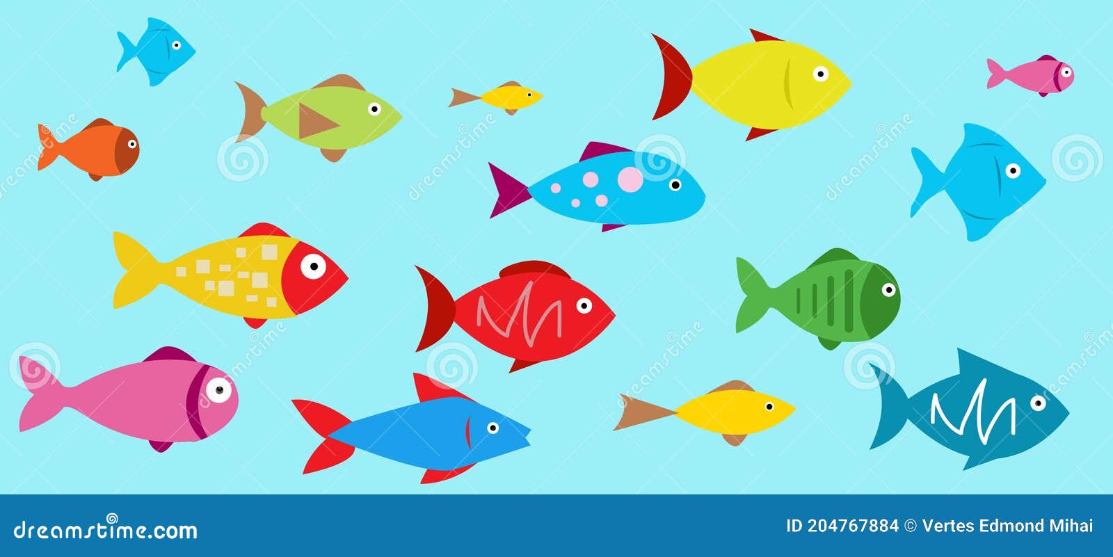 Colored Fish Icons vector stock vector. Illustration of ocean - 204767884