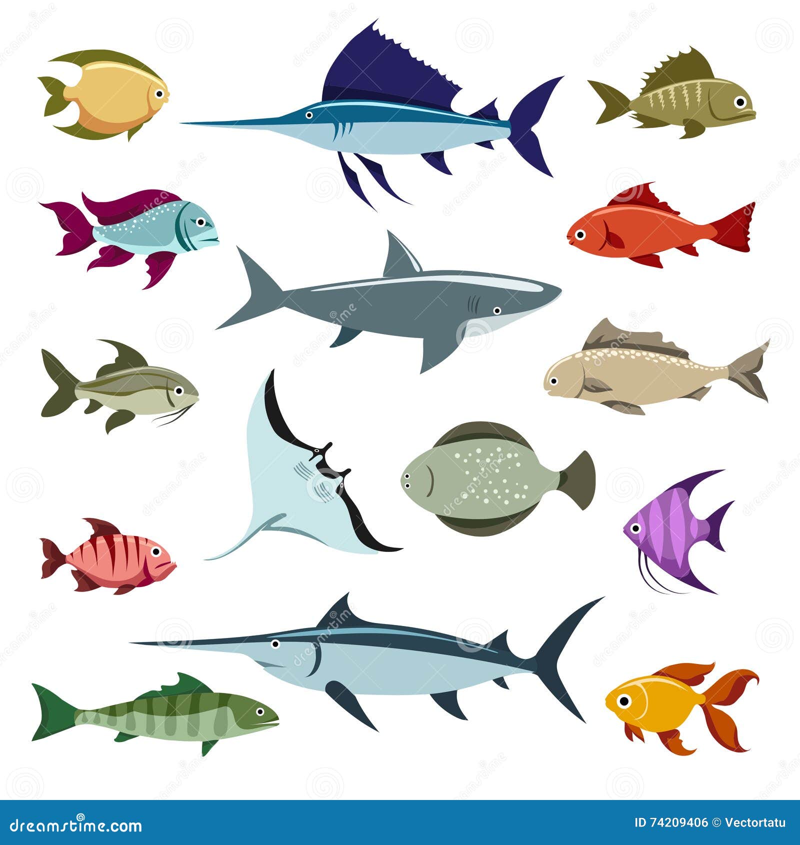 Colored fish vector icons stock vector. Illustration of aquatic - 74209406