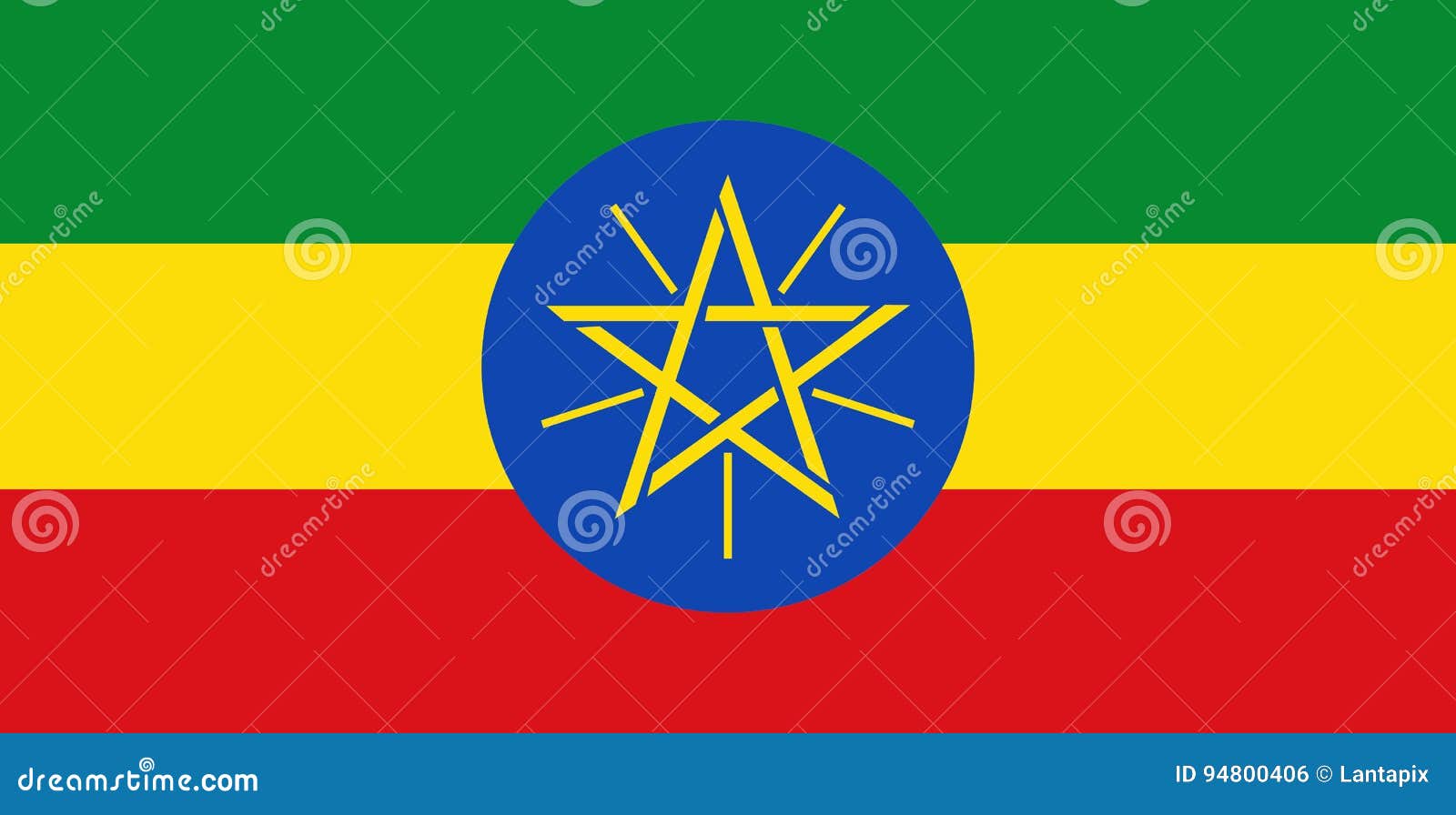 Colored flag of Ethiopia stock vector. Illustration of colors - 94800406