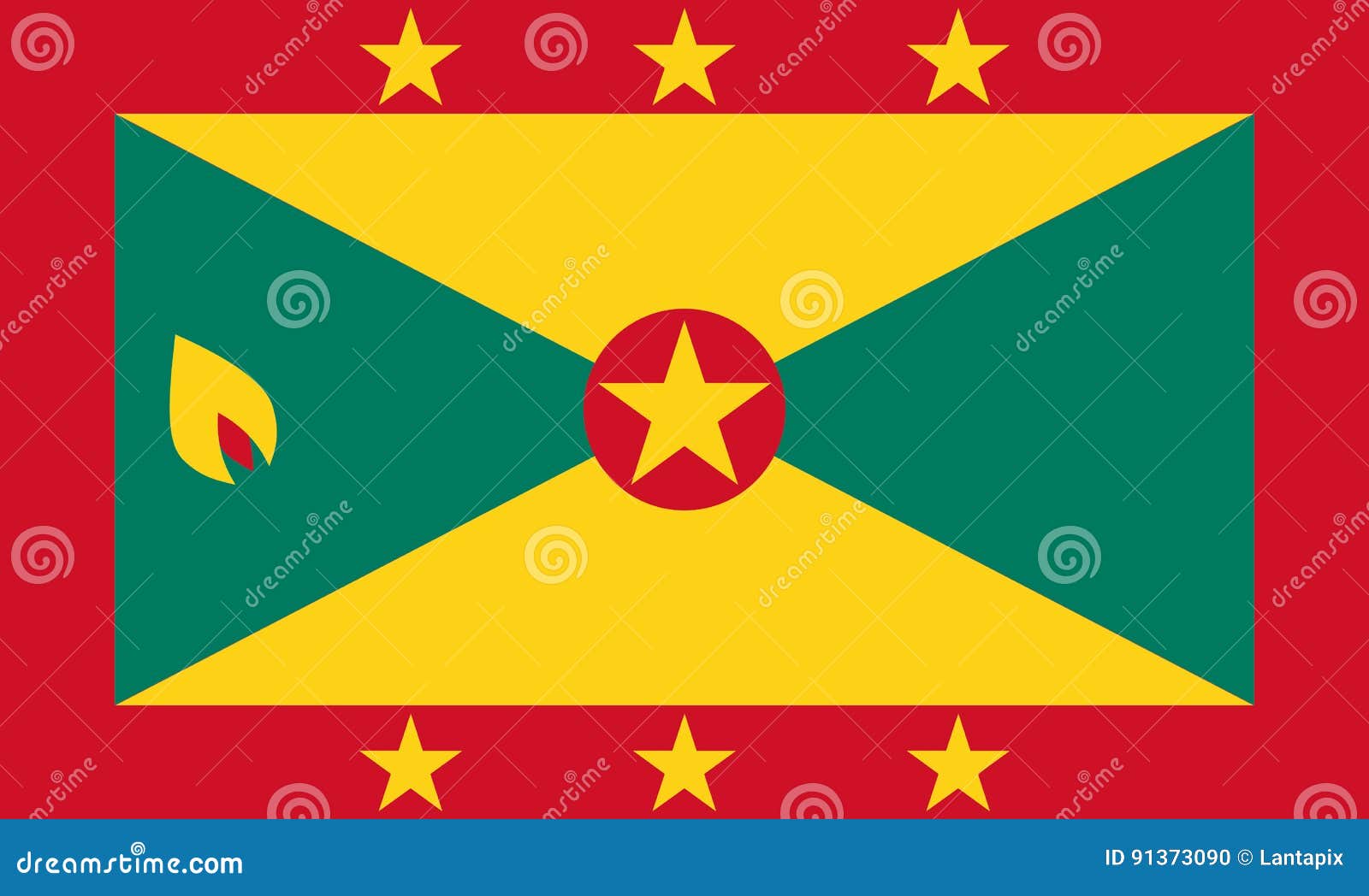 Colored flag of Grenada stock vector. Illustration of icon - 91373090