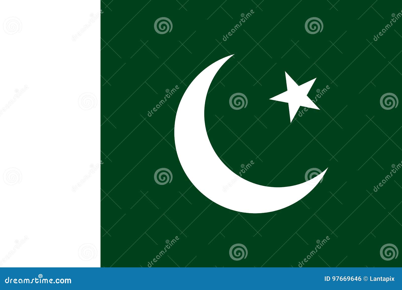 Colored flag of Pakistan stock vector. Illustration of ensign - 97669646