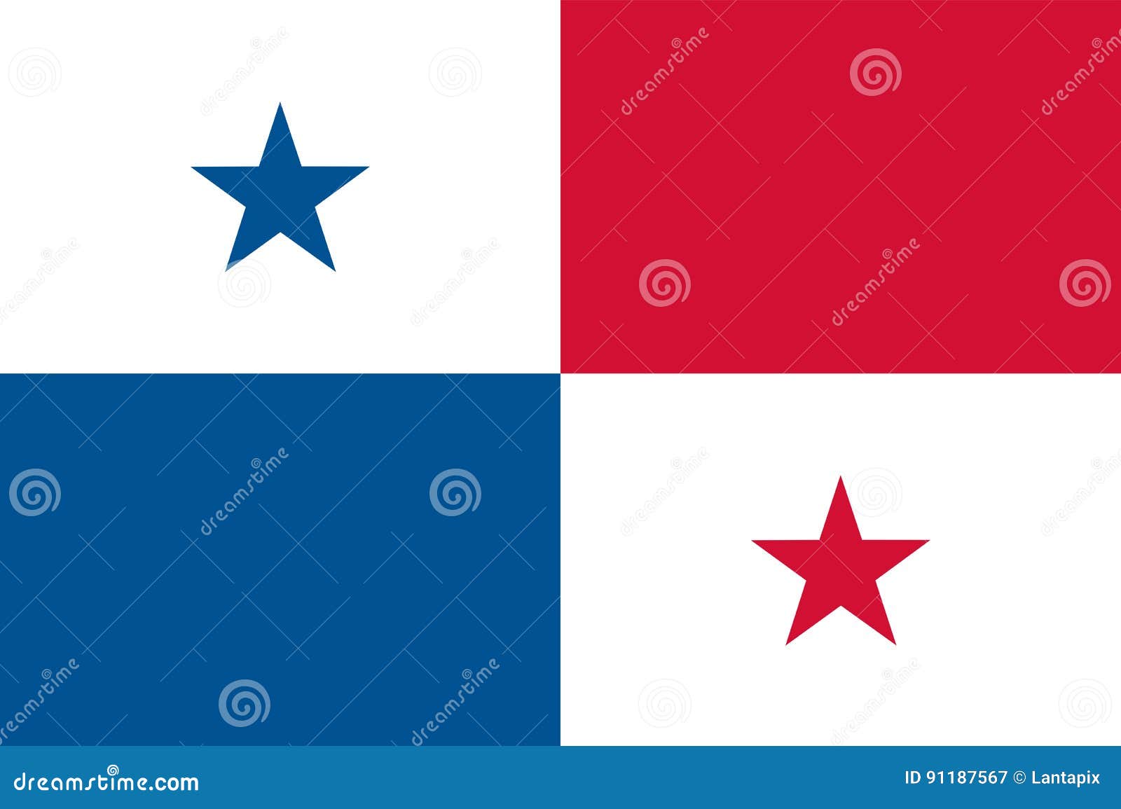 Colored flag of Panama stock vector. Illustration of vector - 91187567
