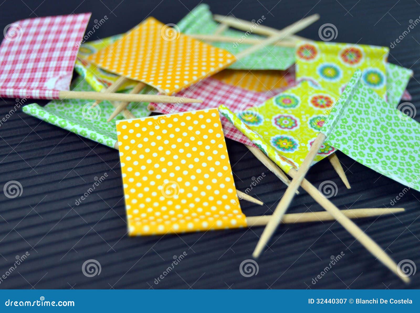 Colored Flags To Decorate Snacks Stock Image - Image of empty ...