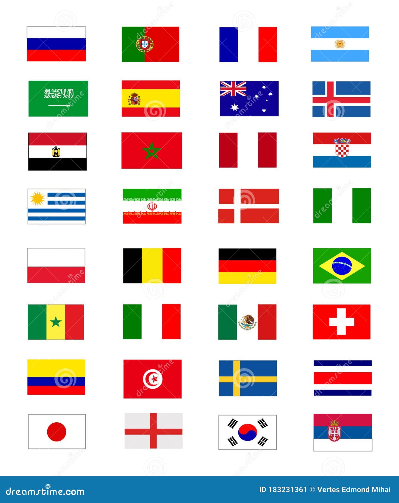 Colored Flags Vector Illustration Stock Vector - Illustration of europe ...