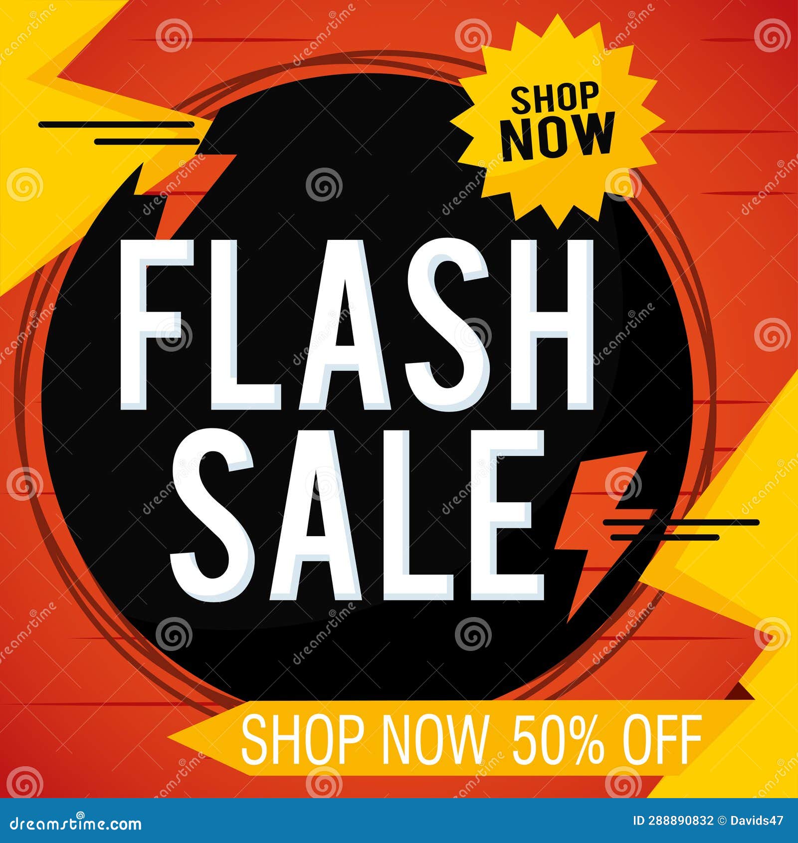 Colored Flash Sale Template with Text Vector Stock Illustration ...