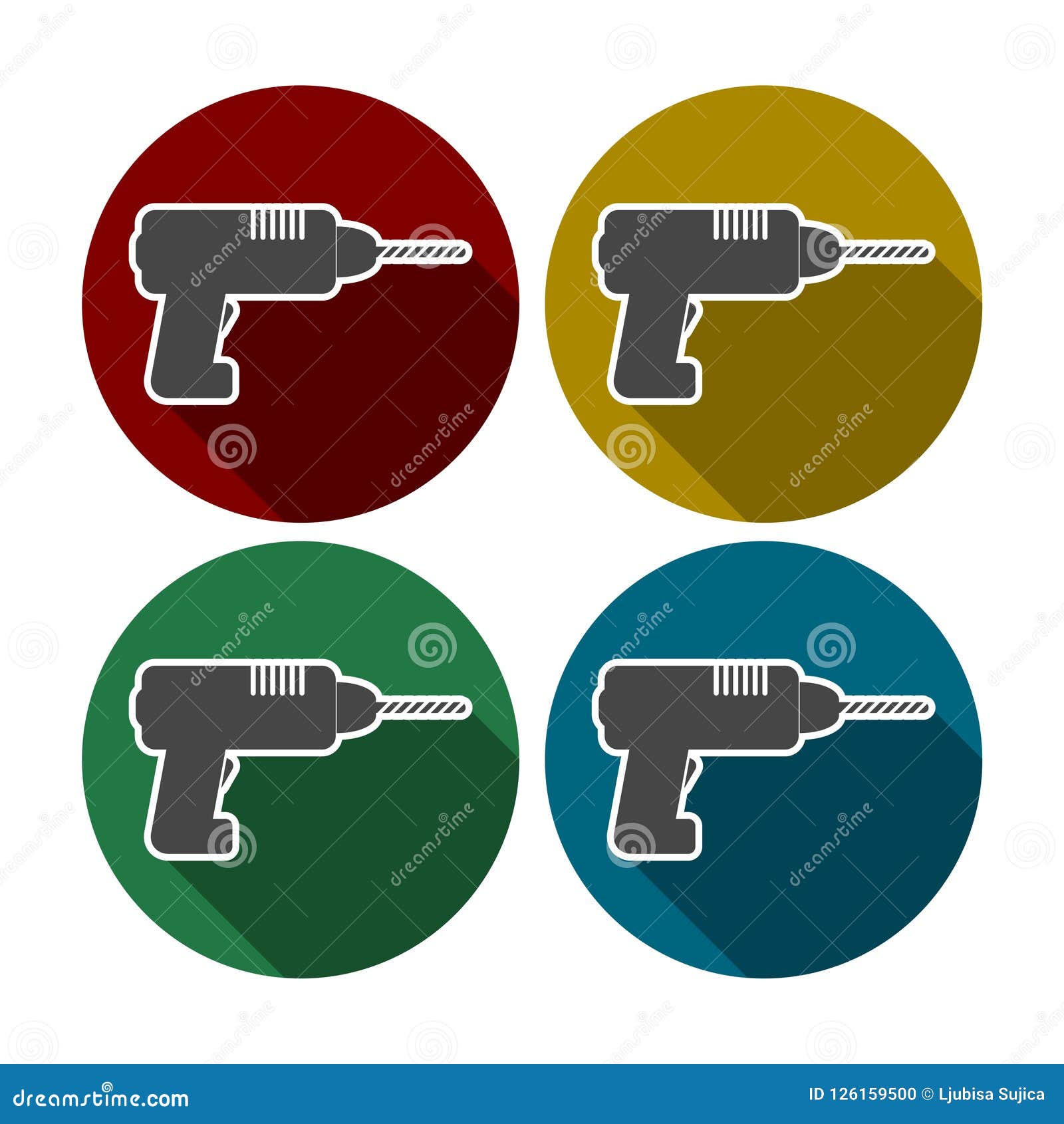 Colored Flat Drill Icon. Vector Set Symbol Drill Stock Vector ...