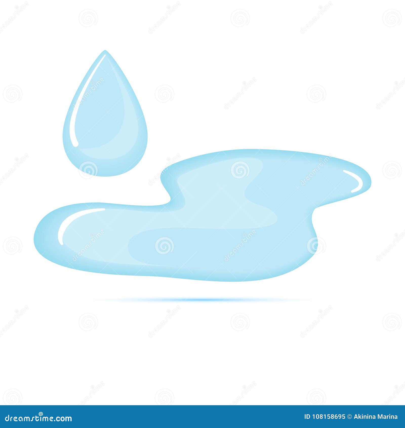 Colored Flat Icon, Vector Design with Shadow. Puddle of Water with Drop ...