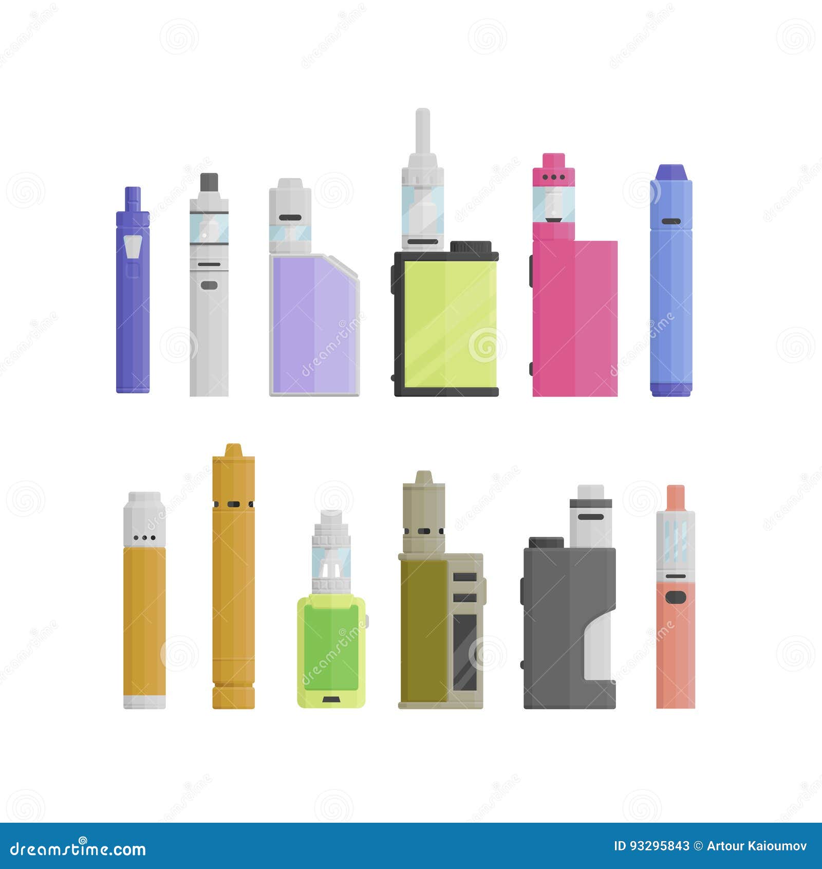 Colored Flat Vaping Device. Part of Big Set Stock Vector - Illustration ...