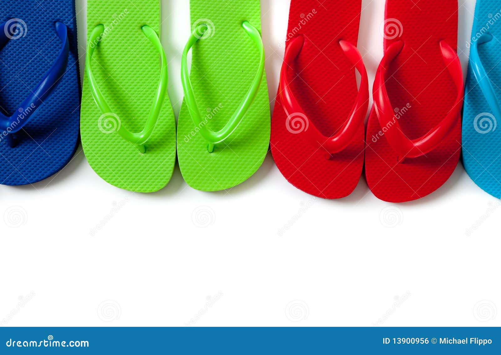 Colored Flipflops on a White Background Stock Photo - Image of ...