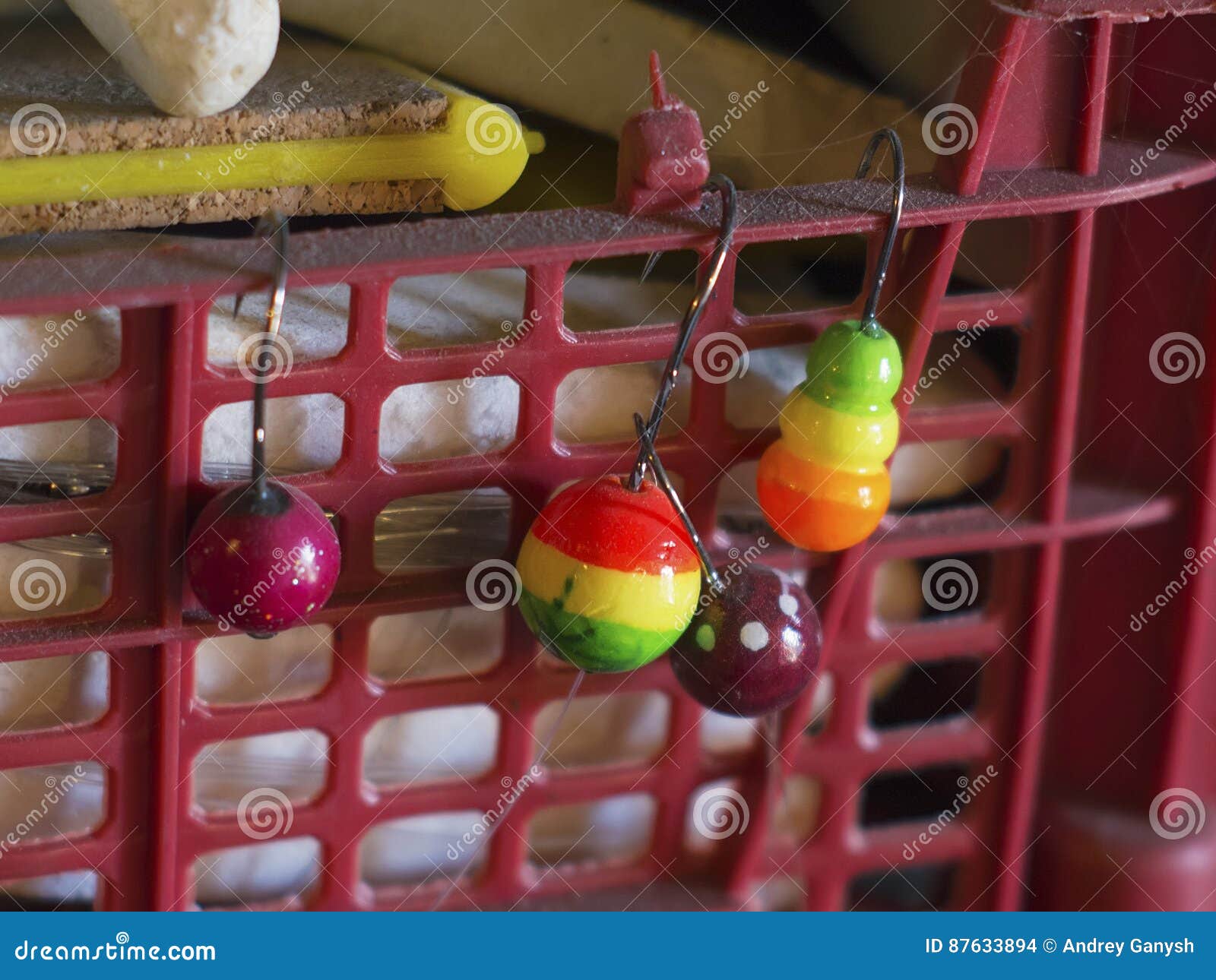Colored Floats with Hooks for Catching Mullet Stock Photo - Image of ...