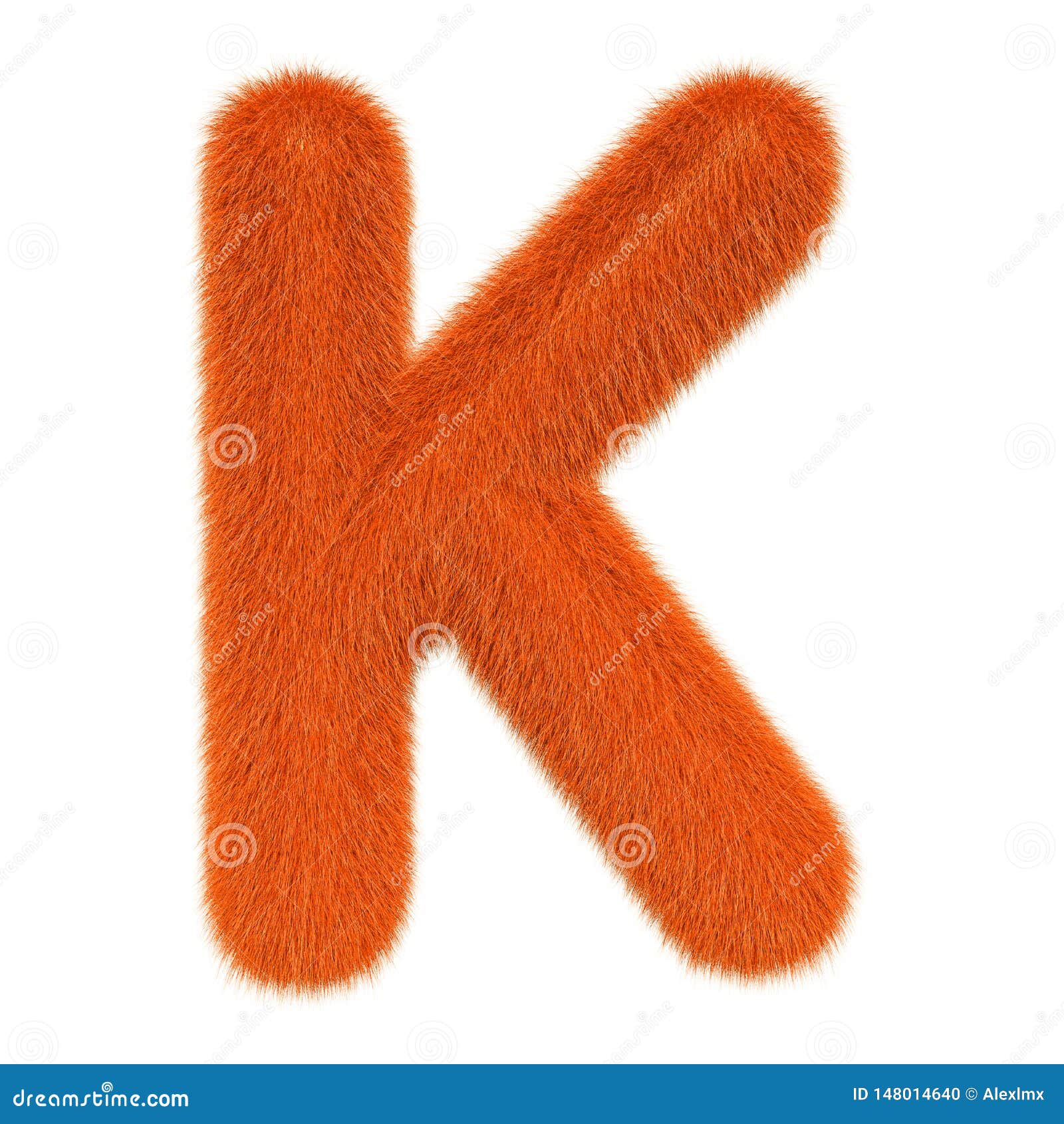 Colored, Fluffy, Hairy Letter K. 3D Rendering Stock Illustration ...
