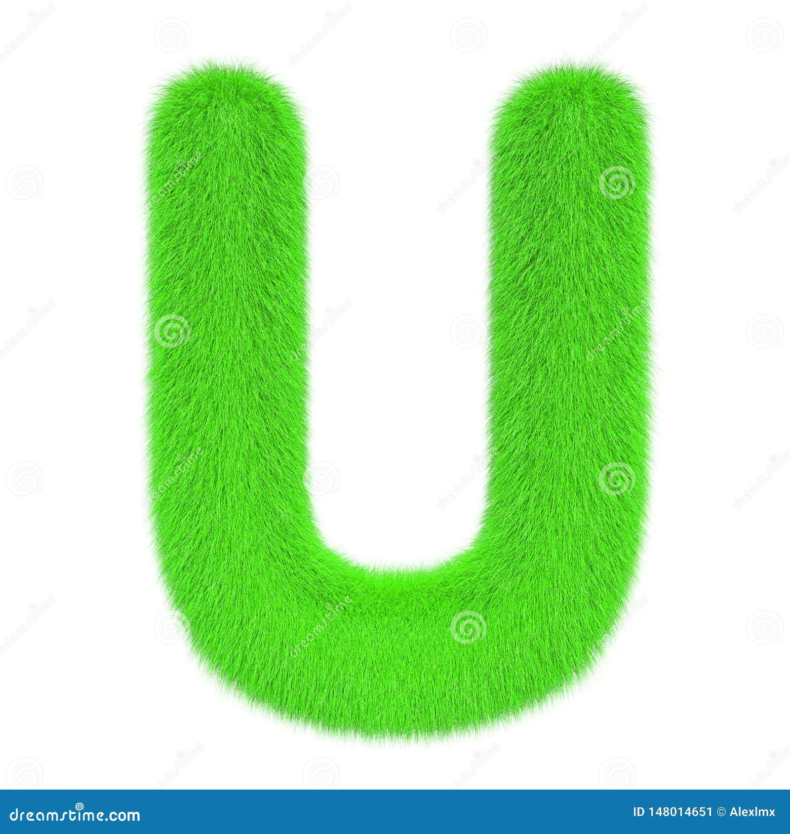 Colored, Fluffy, Hairy Letter U. 3D Rendering Stock Illustration ...