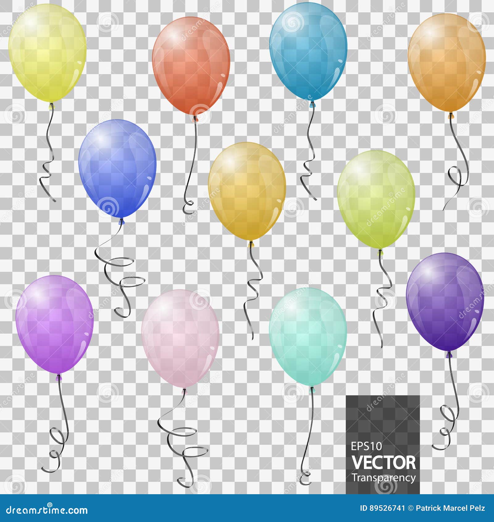Colored Flying Balloons with Transparency Stock Vector - Illustration ...