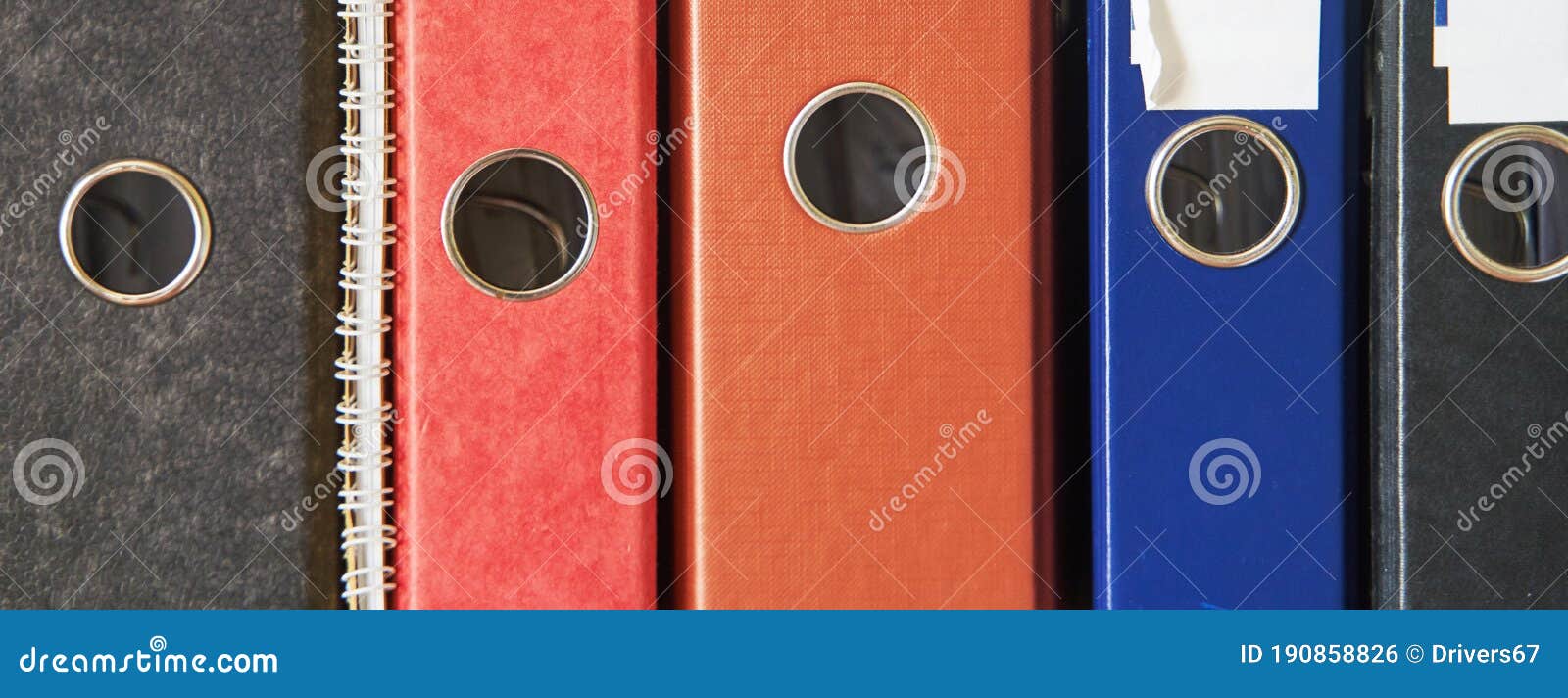 Colored Folders for Office Files and Paper on a Shelf. Background Image ...