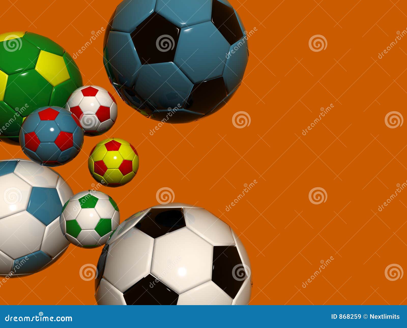 Colored Football Soccer Balls Stock Illustration - Illustration of ...