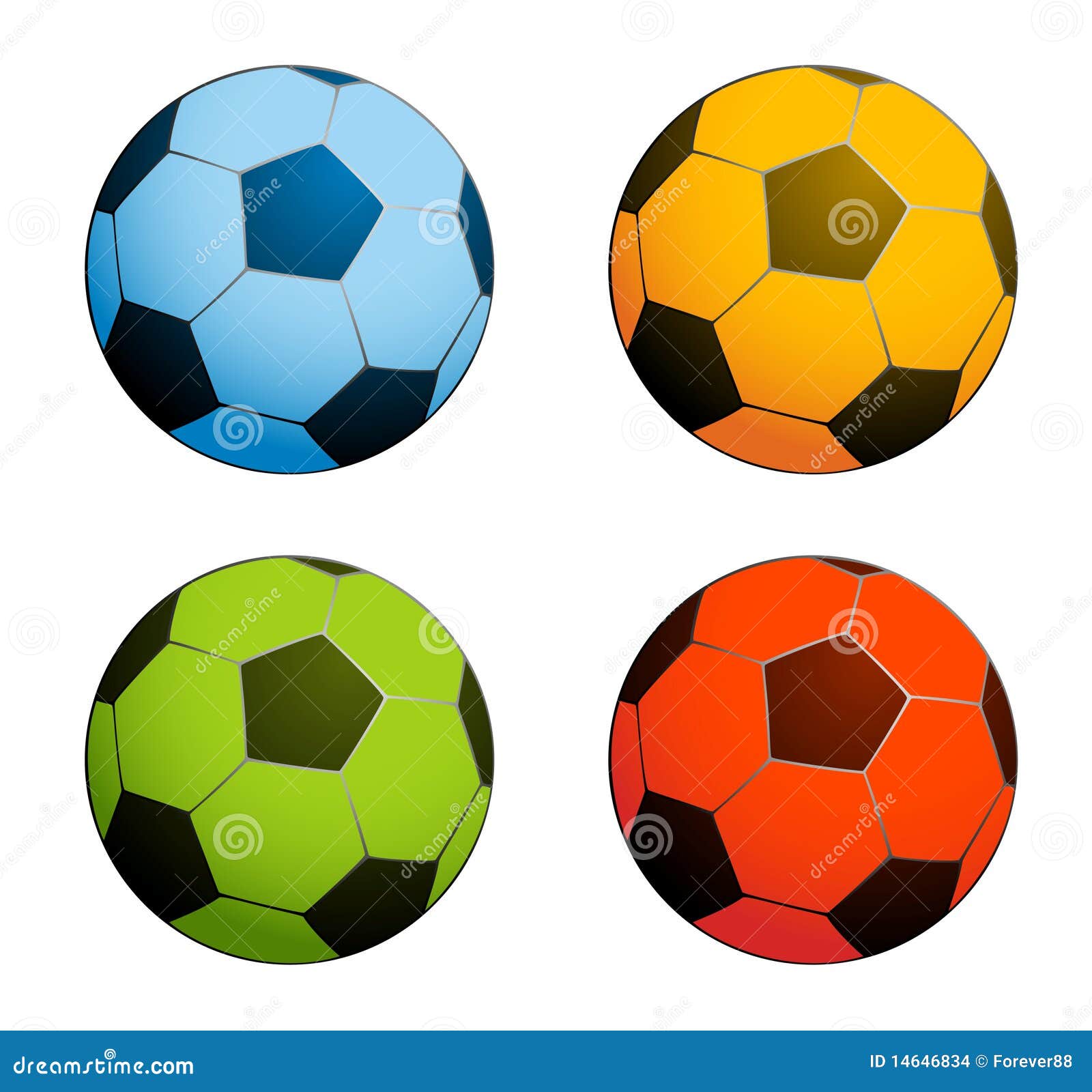 Colored footballs stock vector. Illustration of healthy - 14646834