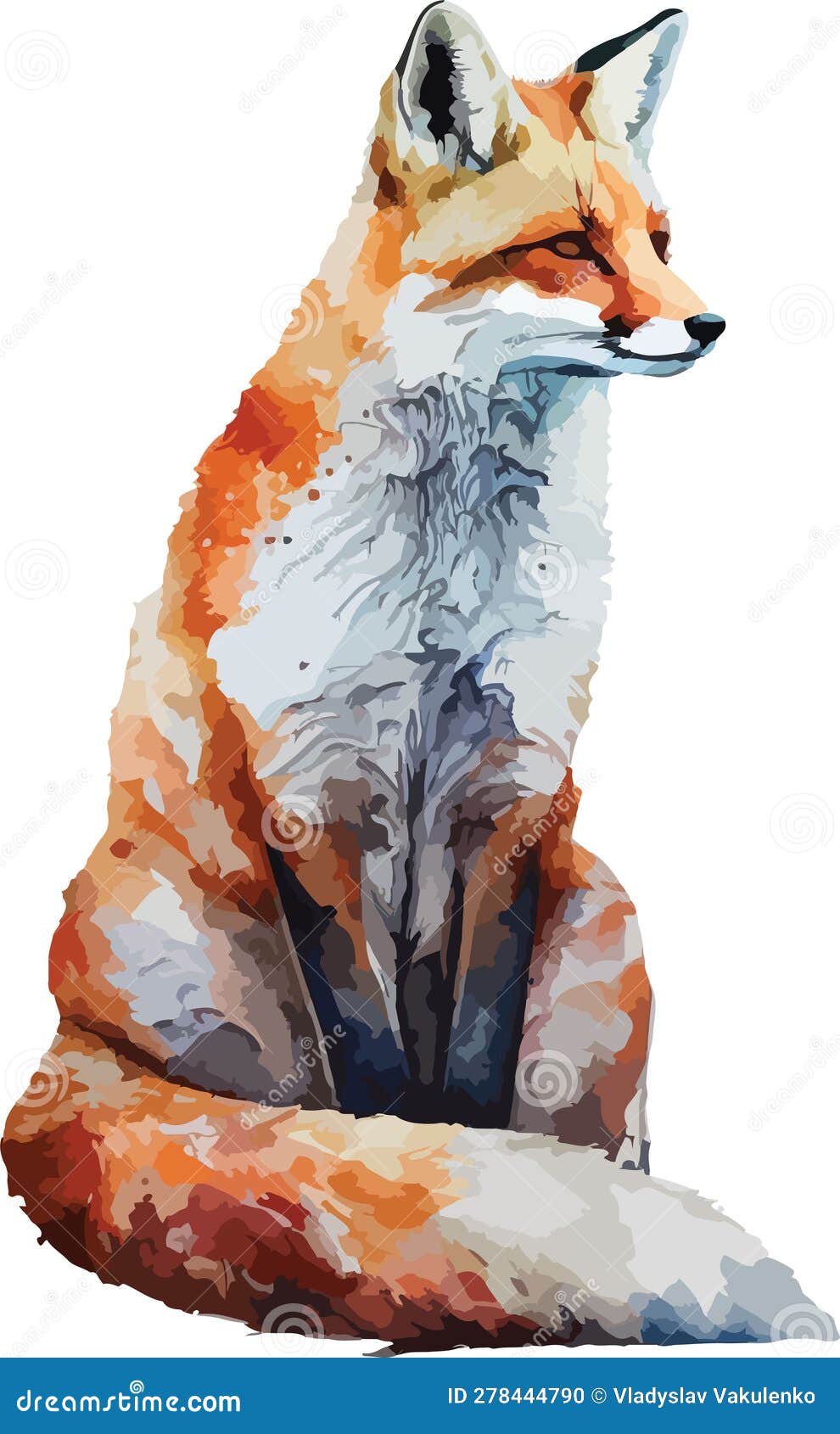 Colored Fox Vector, Print, Illustration Stock Vector - Illustration of ...