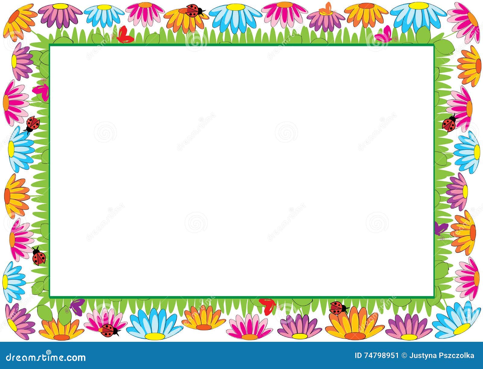 Colored frame for children stock vector. Illustration of ladybug - 74798951