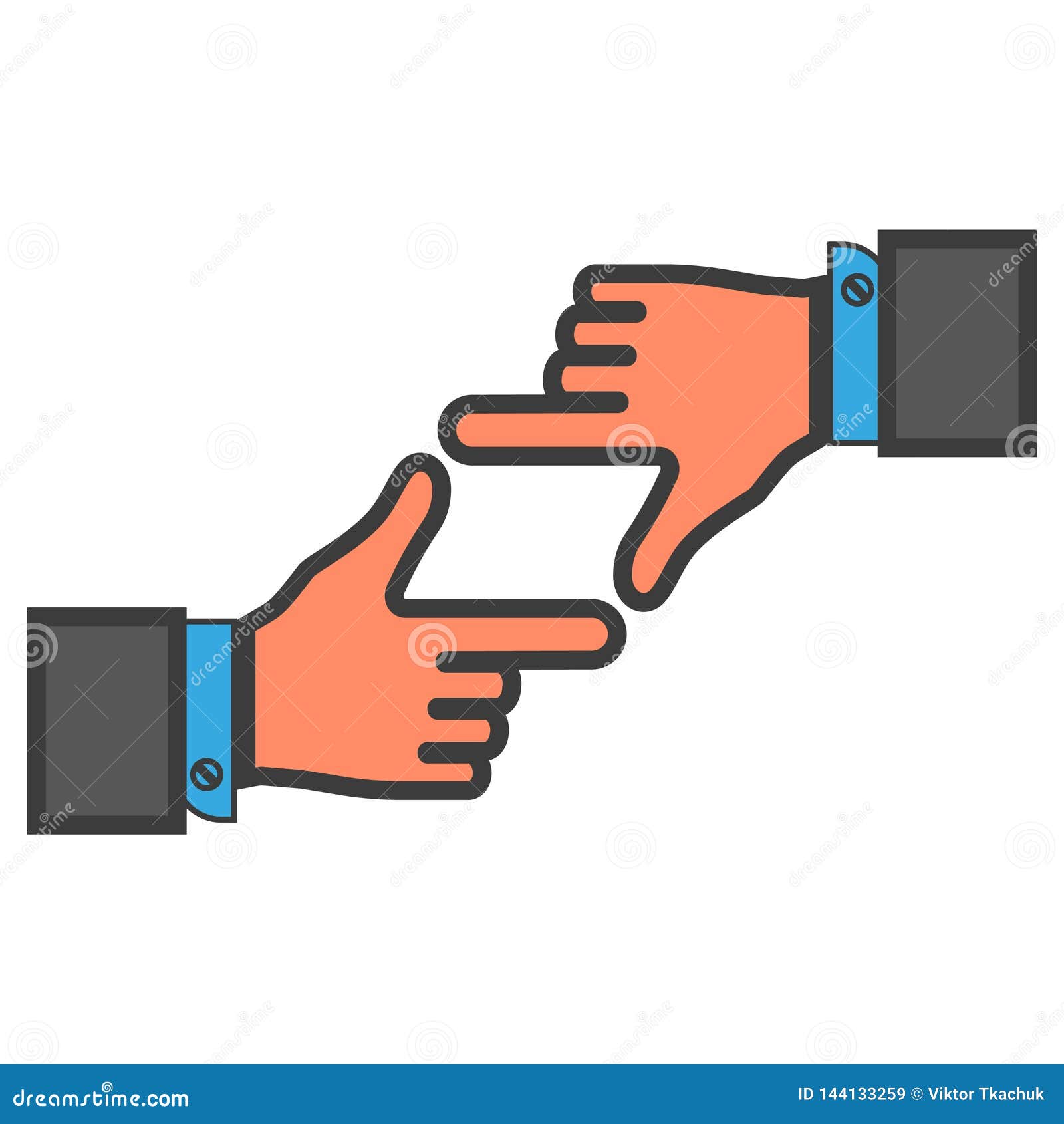 Colored Frame of Fingers with Hands. Nisolated on White Background ...