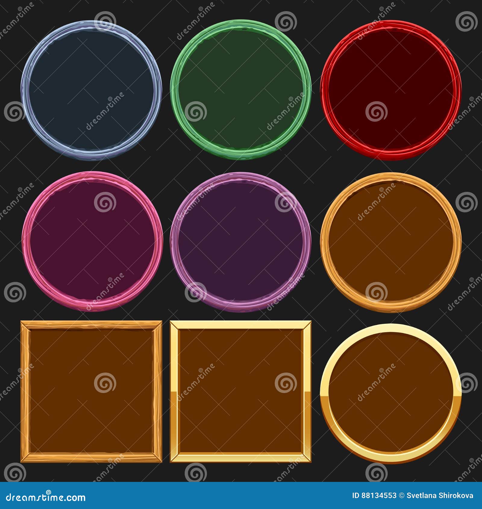 Colored frames collections stock vector. Illustration of round - 88134553