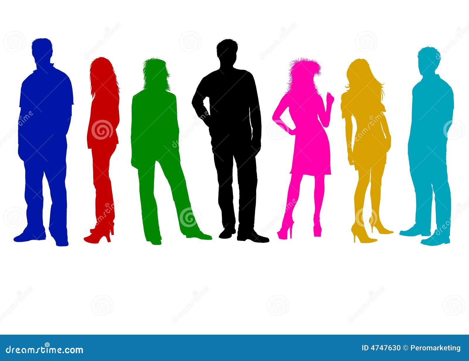 Colored friends stock illustration. Illustration of silhouette - 4747630