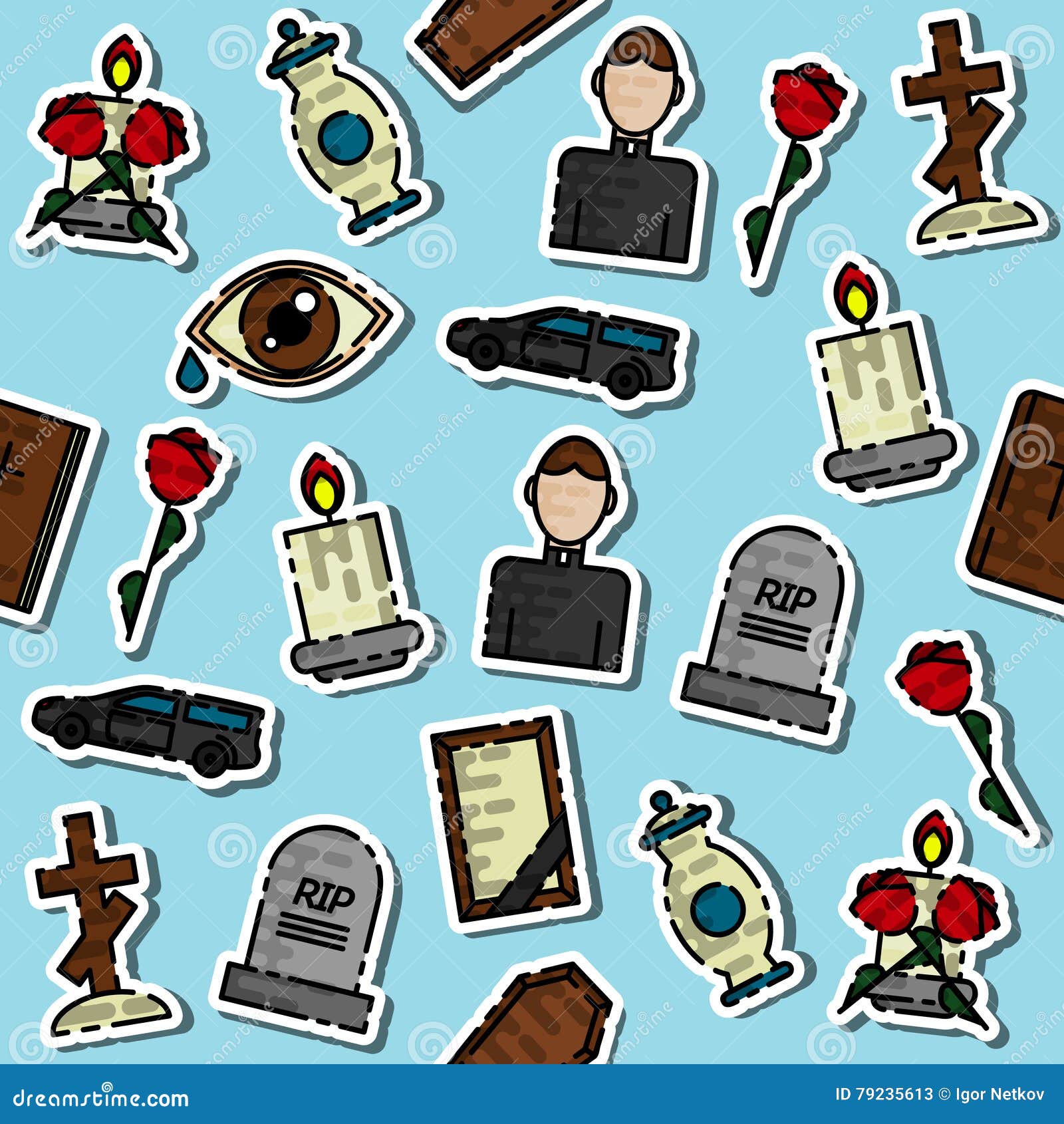Funerals And Mournful Ceremony Patterns Vector Illustration ...