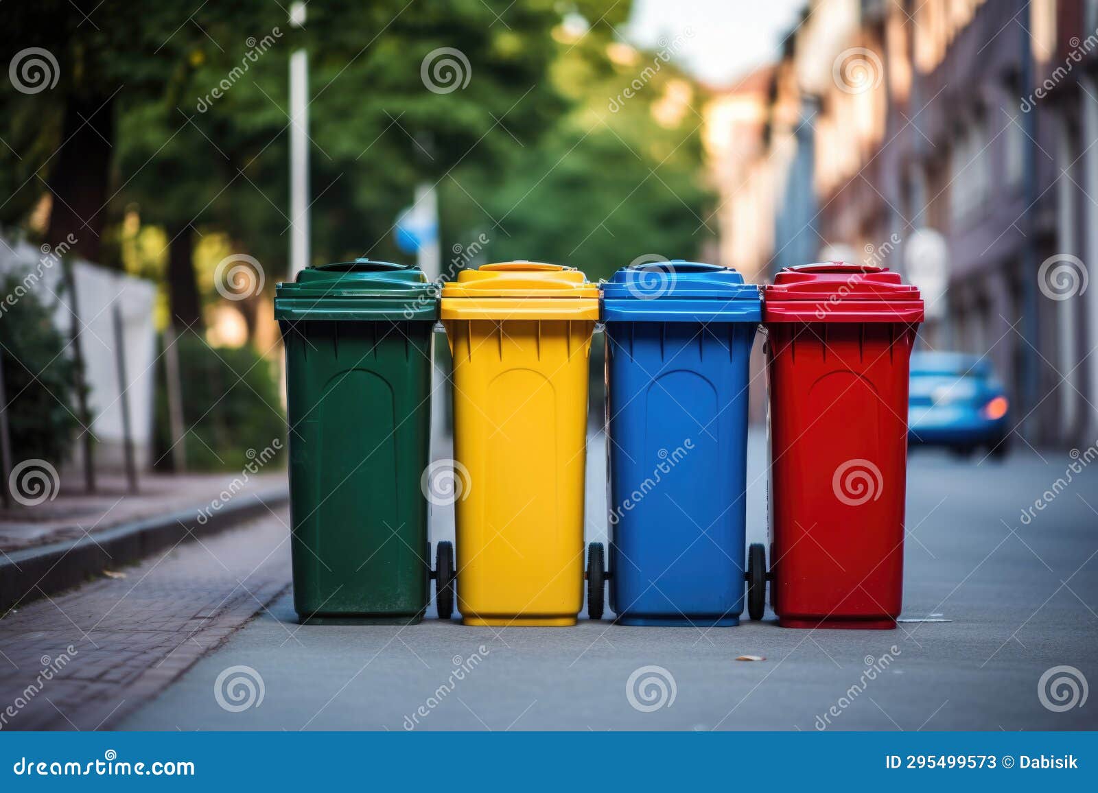Colored Garbage Cans for Sorting Garbage. Generative AI Stock Image ...