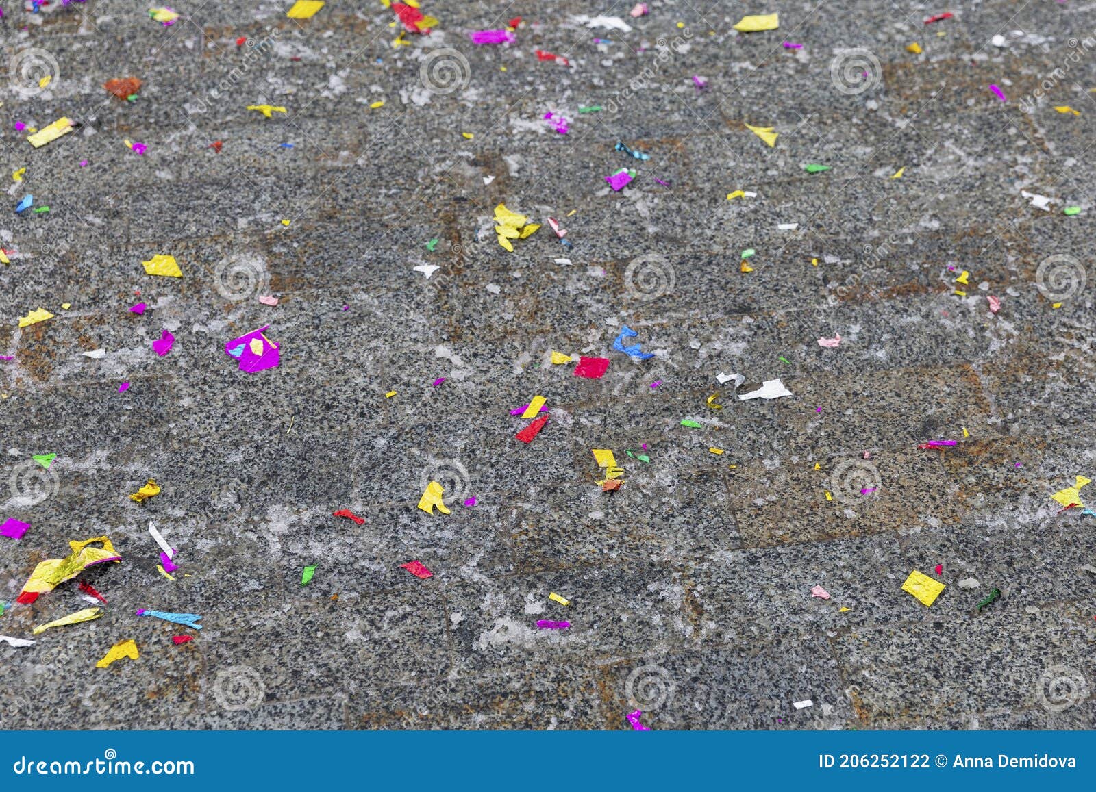 Colored Garbage from Fireworks on the Ground after the Holiday Stock ...