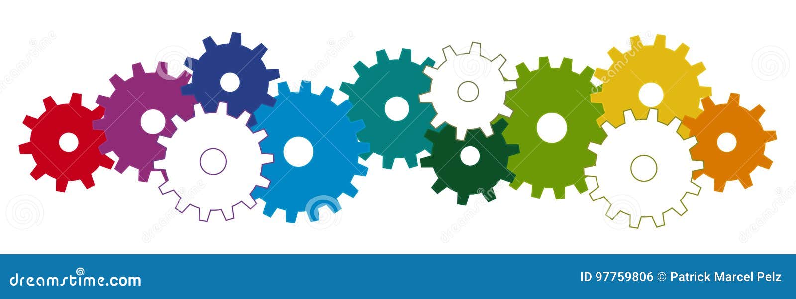 Colored Gears for Cooperation Symbolism Stock Vector - Illustration of ...