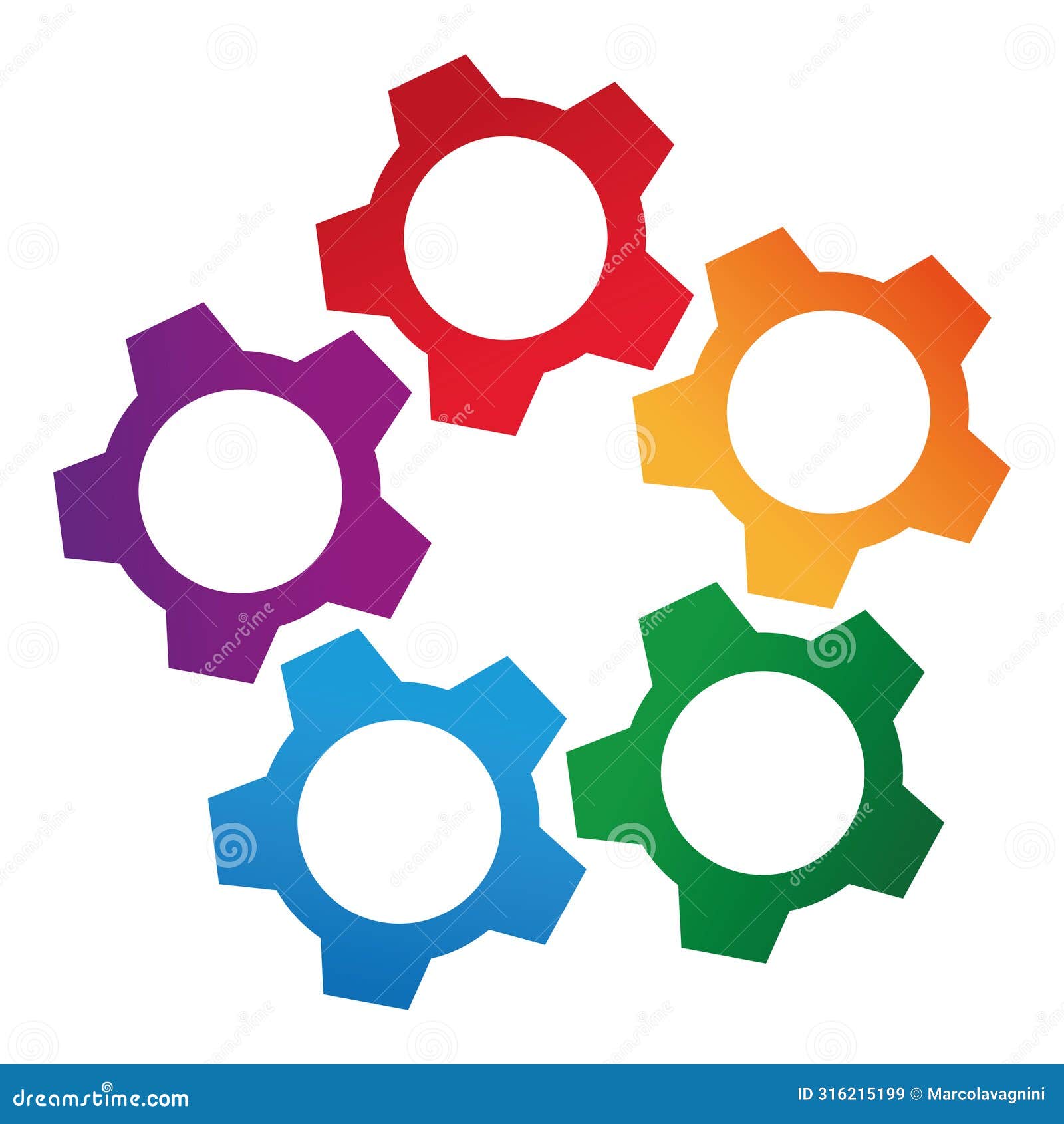 Colored Gears Symbolize Teamwork and Corporate Interaction Stock Vector ...