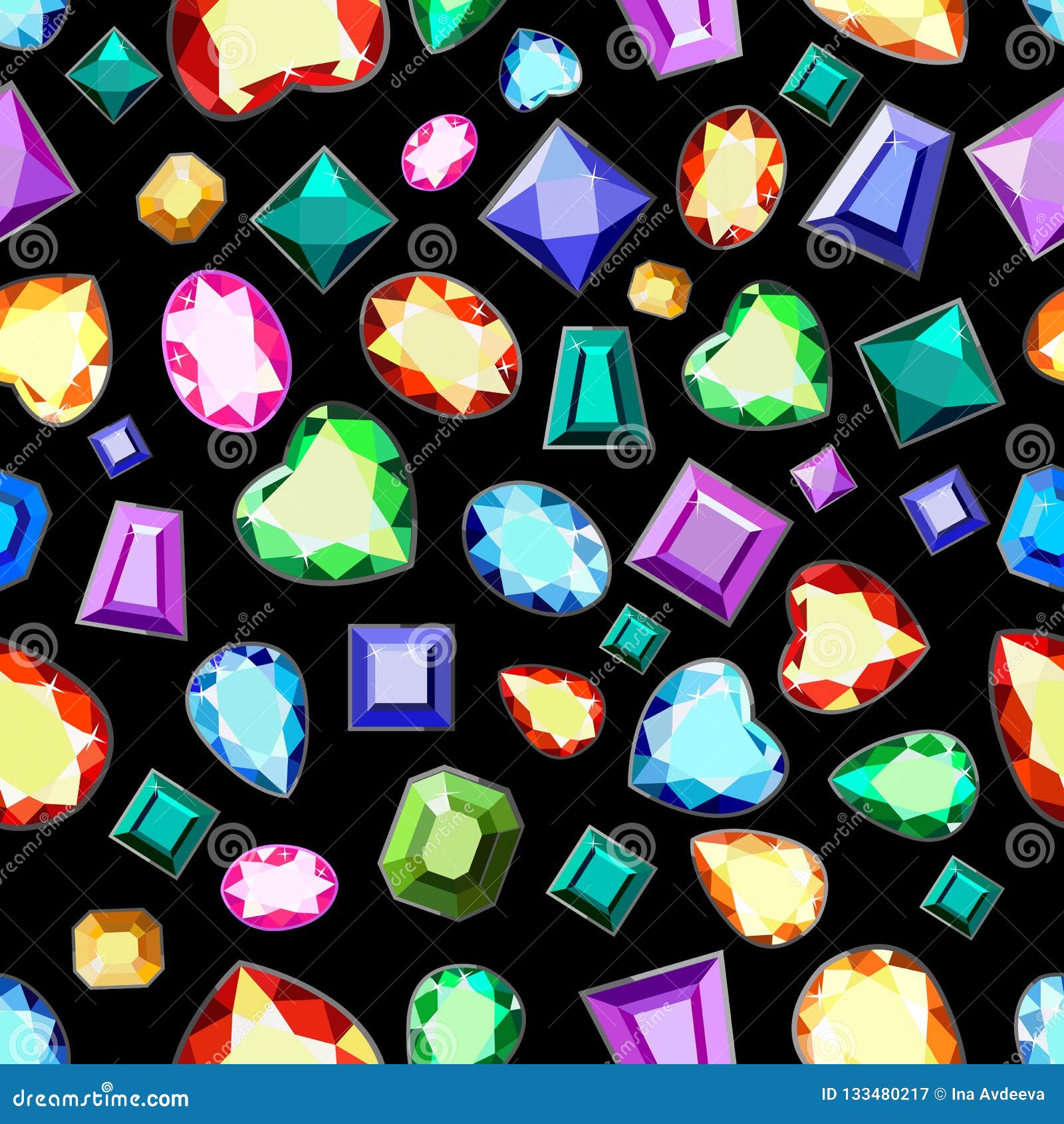 Colored Gems of Different Cut. a Pattern of Colored Gemstones O Stock ...