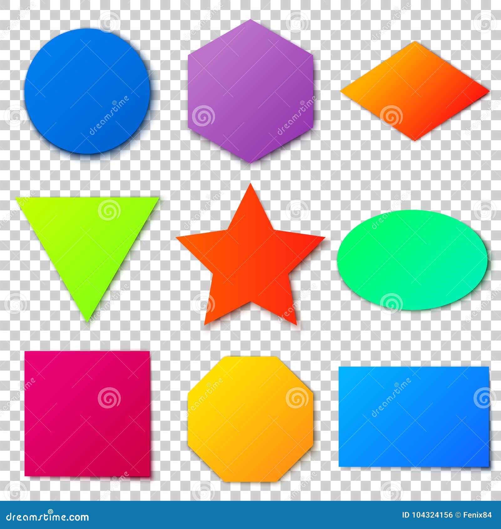 Colored Geometric Shapes with a Realistic Shadow. Bright Background or ...