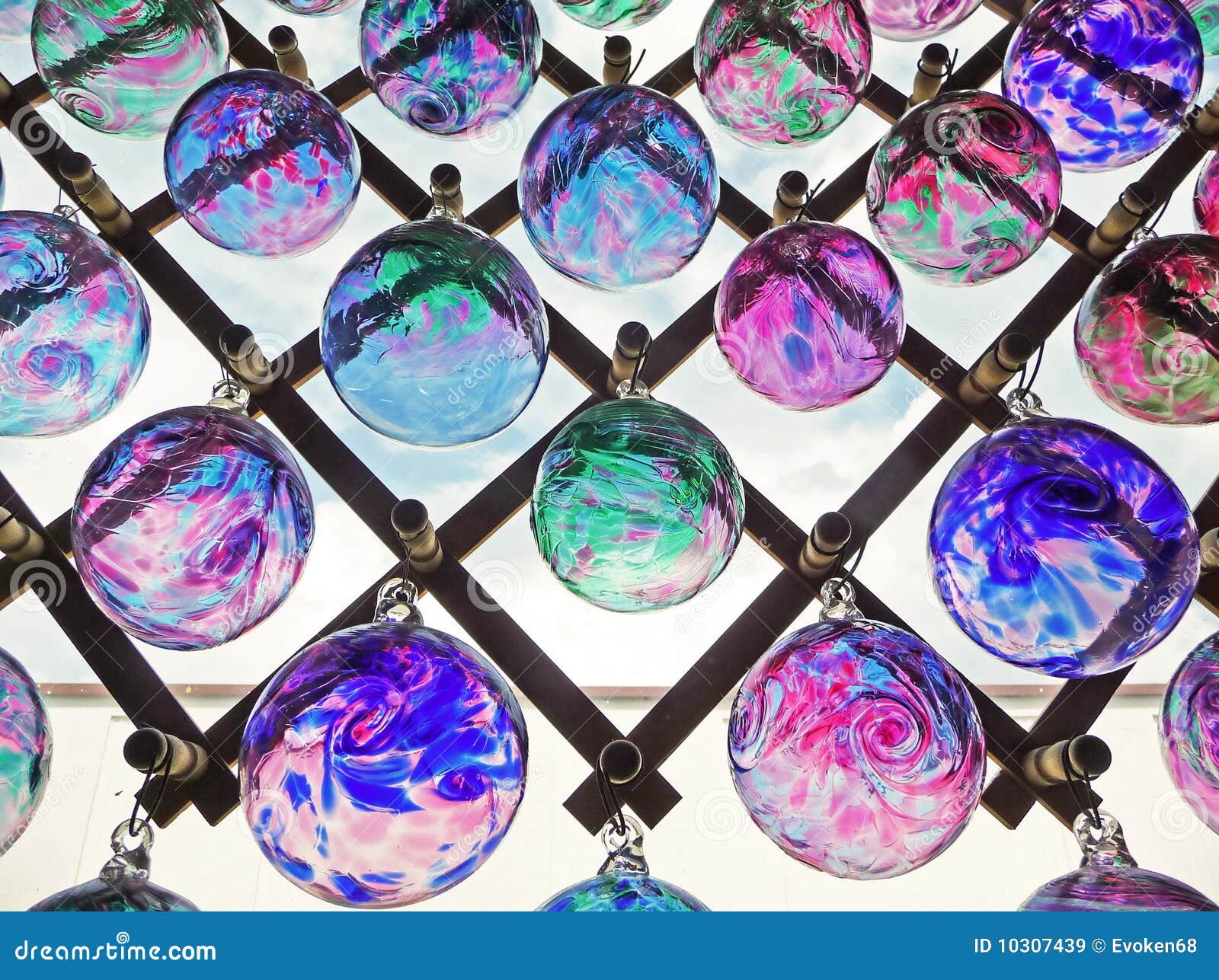 Colored Glass Balls in Window Stock Image - Image of abstract ...