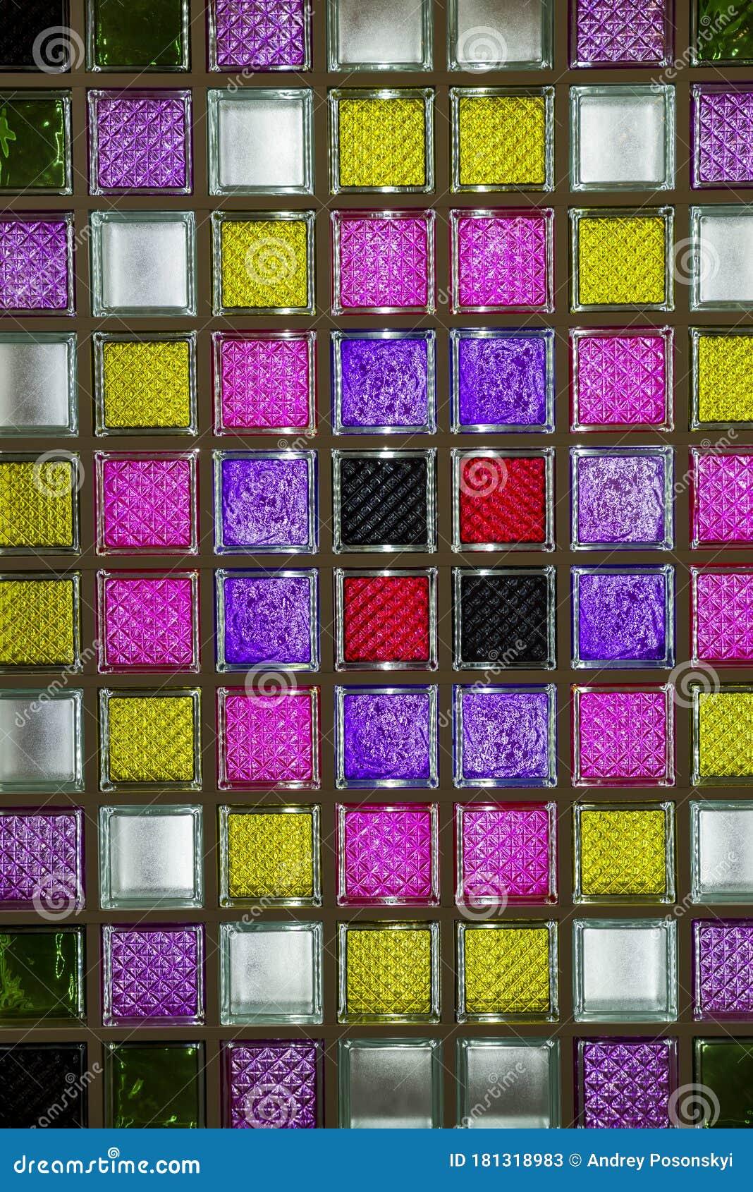 Colored Glass Blocks in the Interior Stock Image - Image of blocks ...